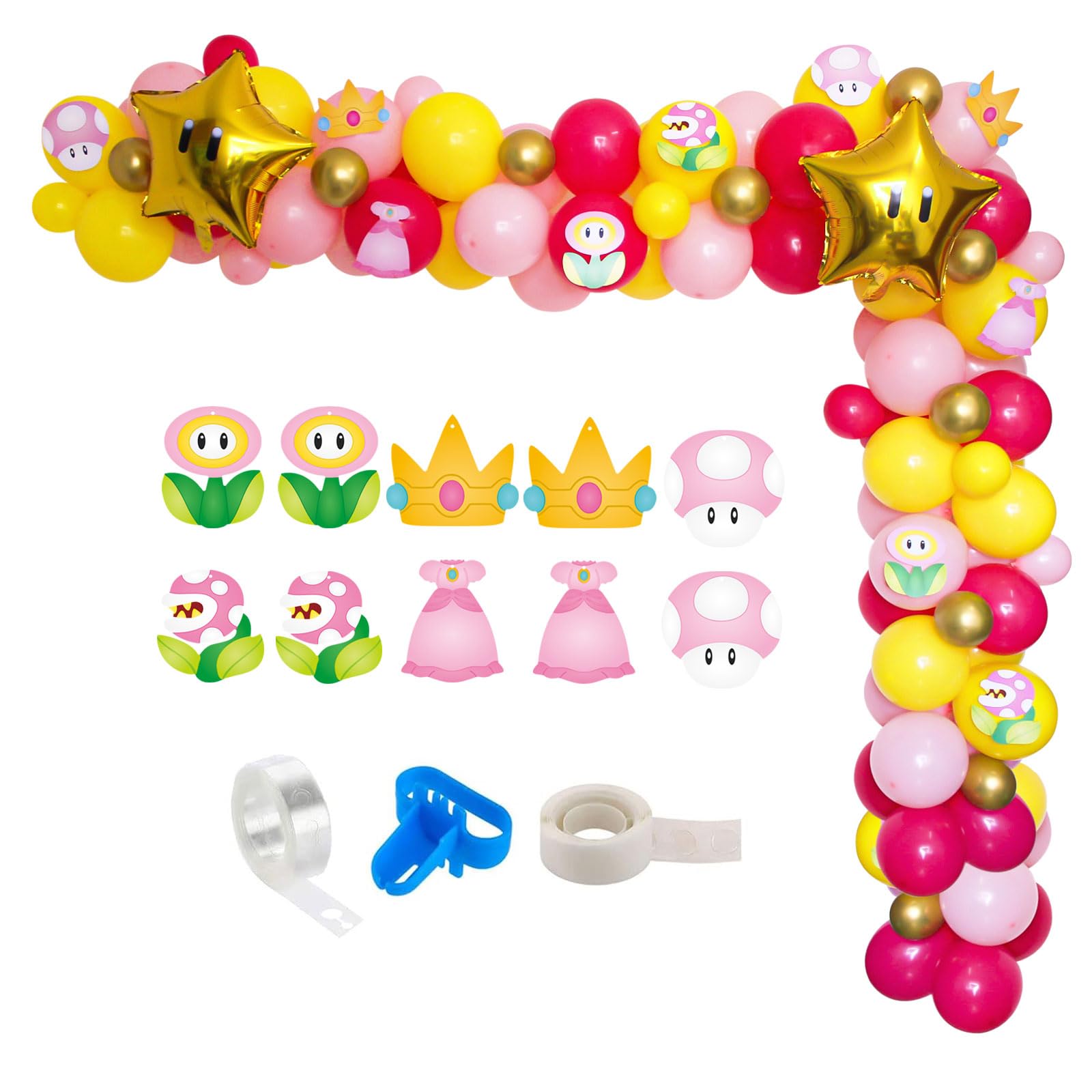 Amazon.com: Princess Peach Balloons Garland Arch Kit, Pink Yellow ...