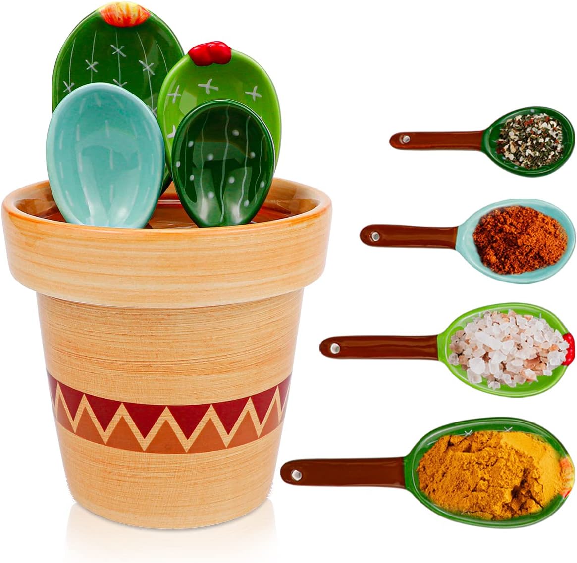 Amazon.com: SOOMILE Ceramic Measuring Cup and Spoons Set, Cute Mushroon ...