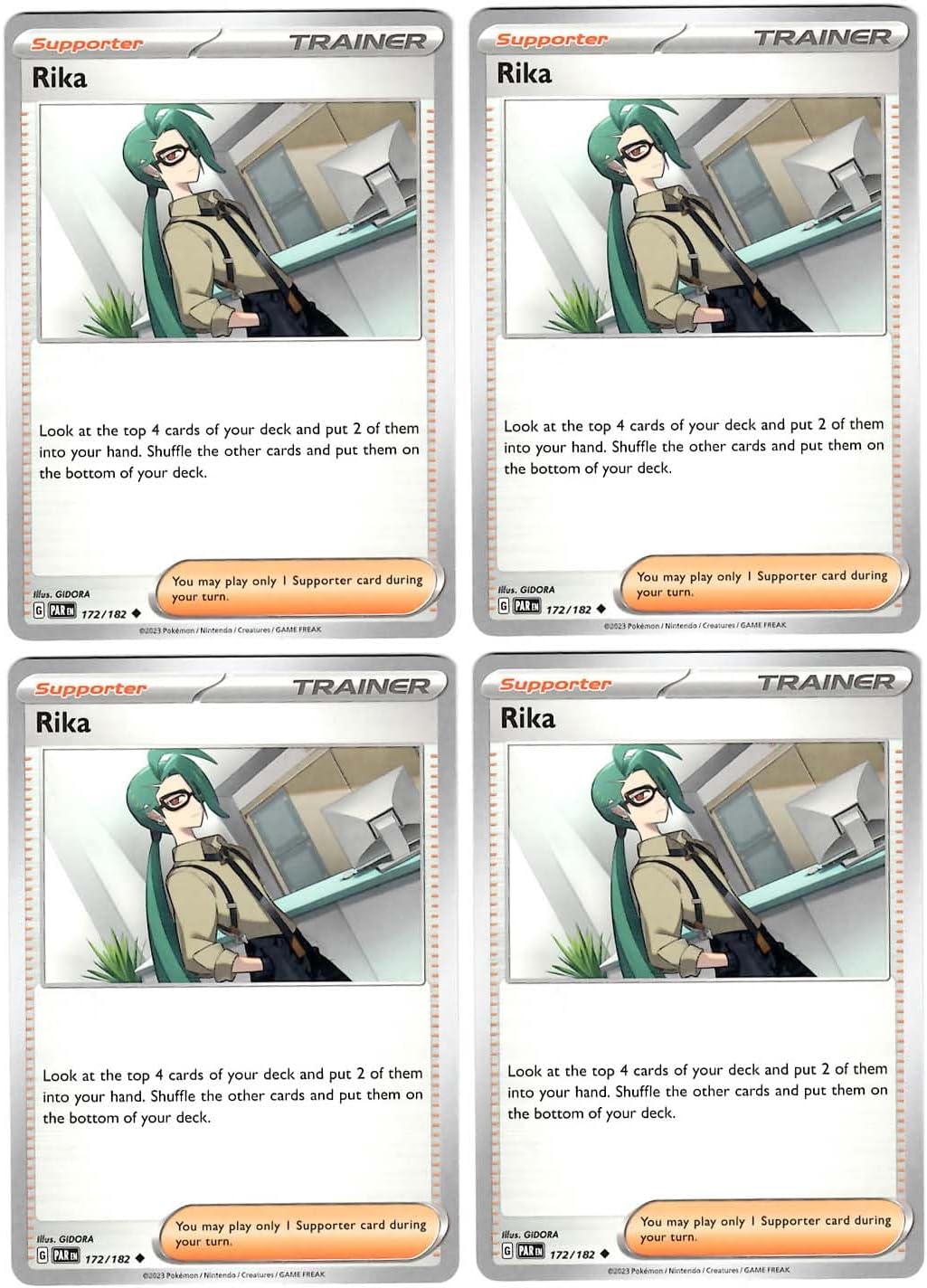 Amazon.com: Rika 172/182 - Paradox Rift - Pokemon Trainer Card Lot x4 ...