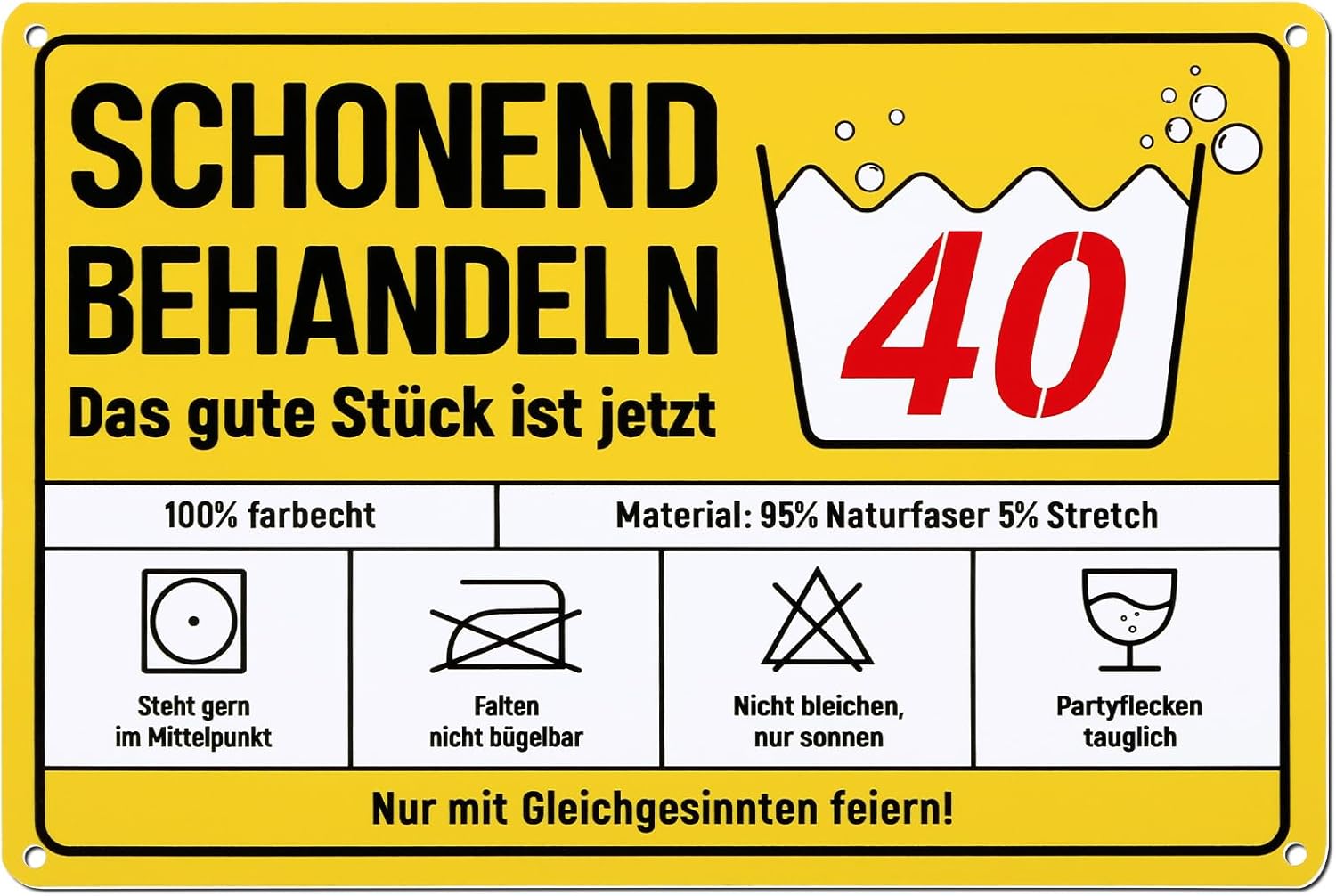 BOOMTOP Schonend Behandeln 40 Schild 40 Geburtstag Frauen Männer Das ...