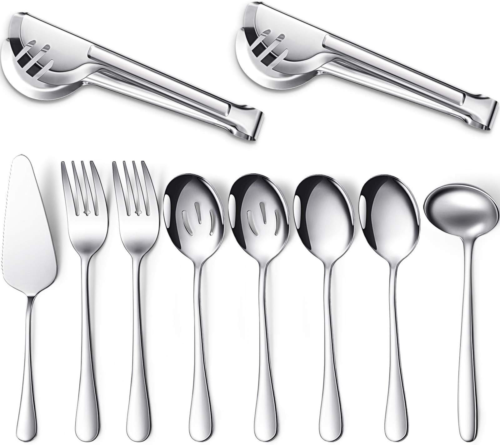 Amazon.com | GoGeiLi Stainless Steel Serving Spoon and Serving Fork Set ...