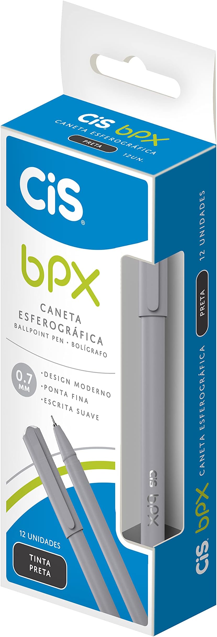 Caneta BPX Esferografica 0,7mm, CIS, Preta, Caixa c/12 unidades ...