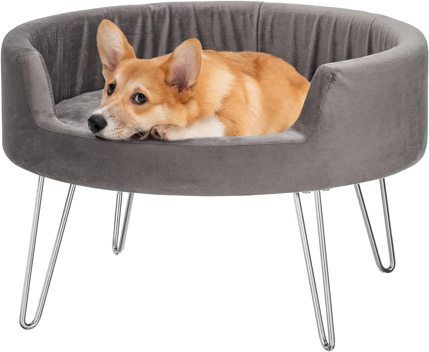 Amazon.com : mDesign Round Padded Pet Bed with Metal Hairpin Legs ...
