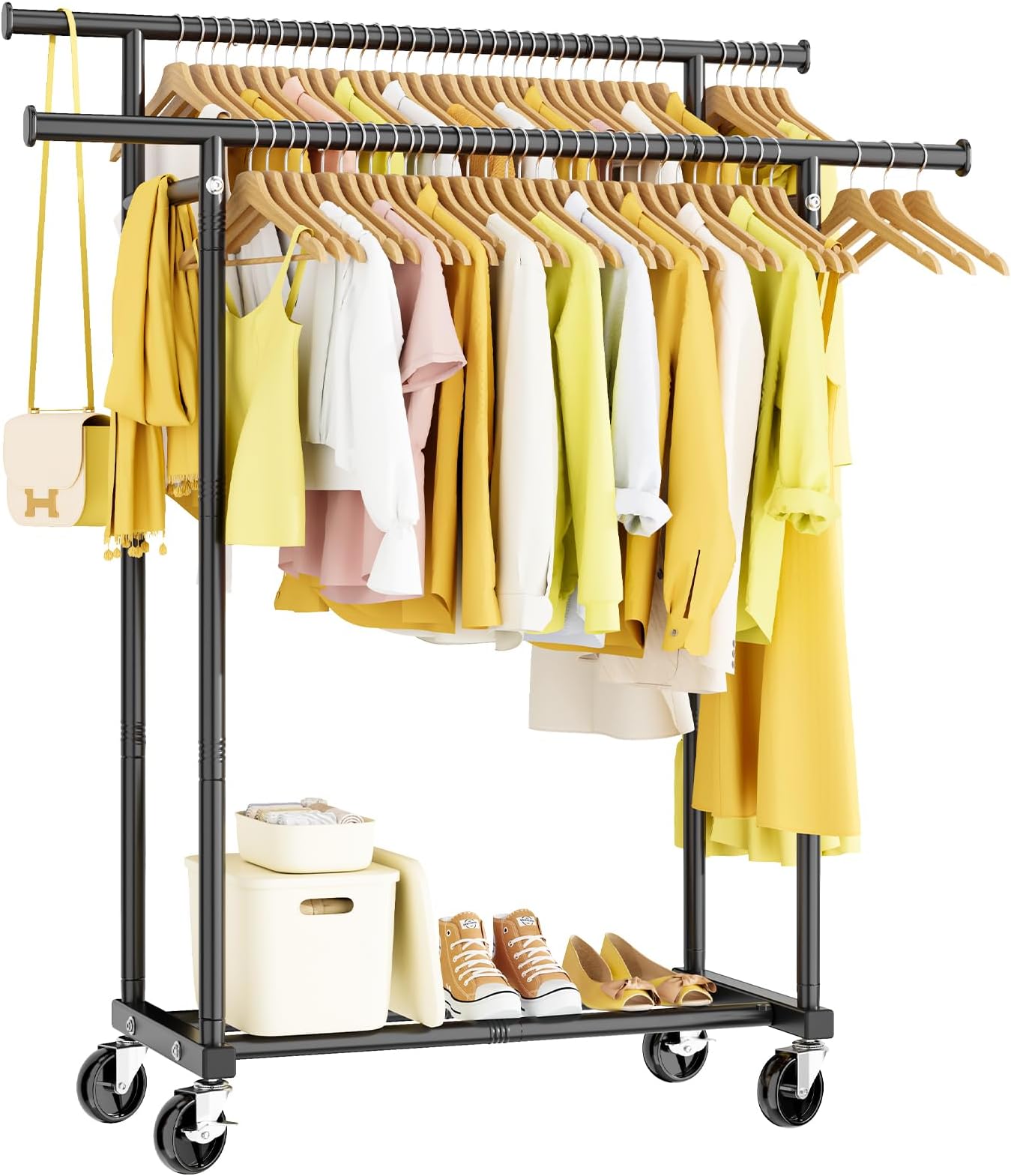 Amazon.com: Simple Trending Standard Clothes Clothing Garment Rack with ...