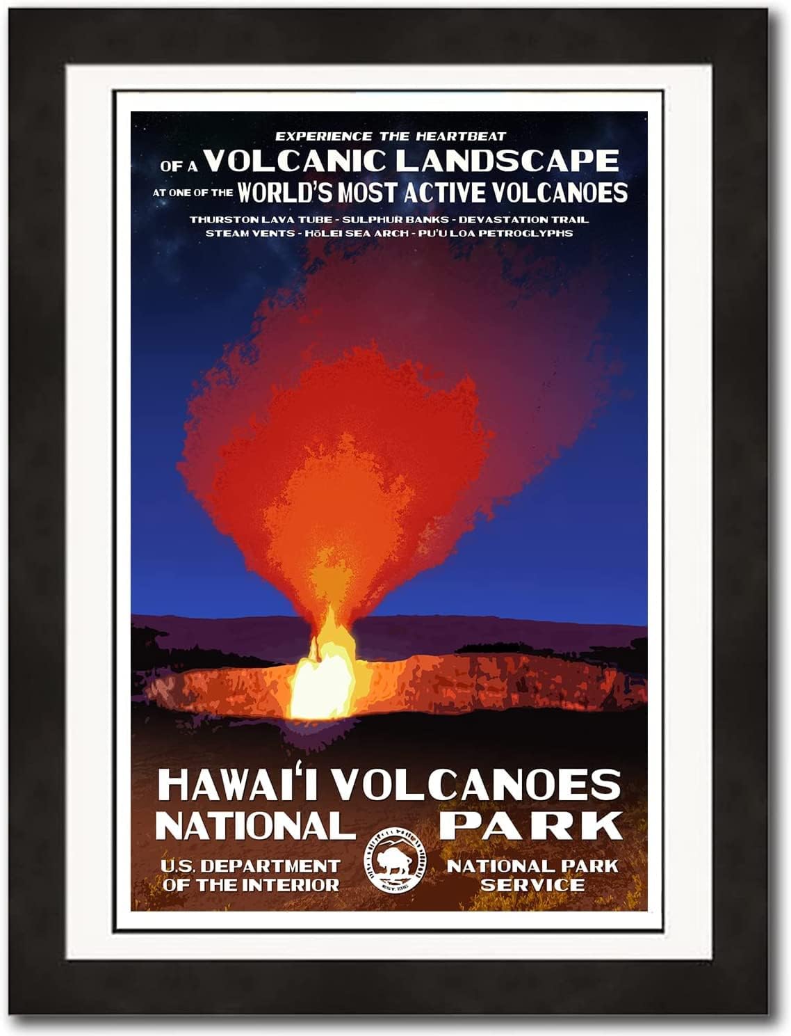 Amazon.com: National Park Posters Hawaii Volcanoes Original Artwork ...
