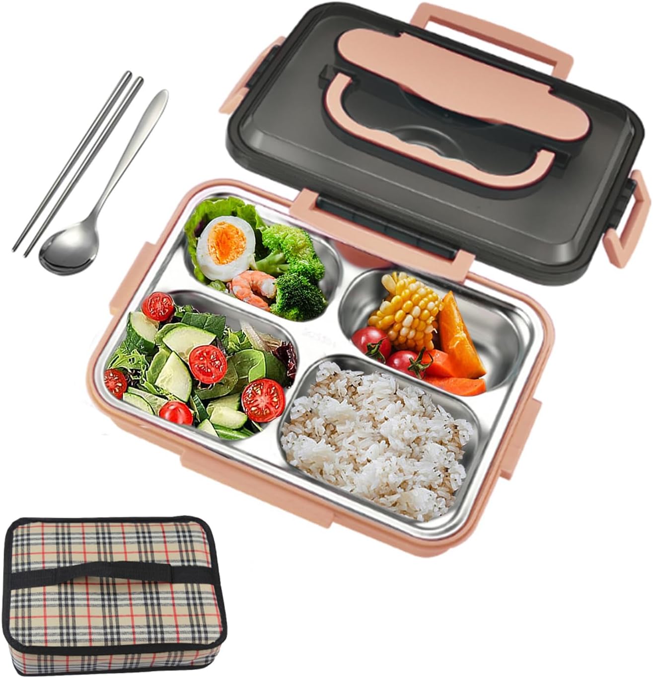 Amazon.com: GTHUNDER 304 Stainless Steel Bento Box for Adults,Men,Women ...