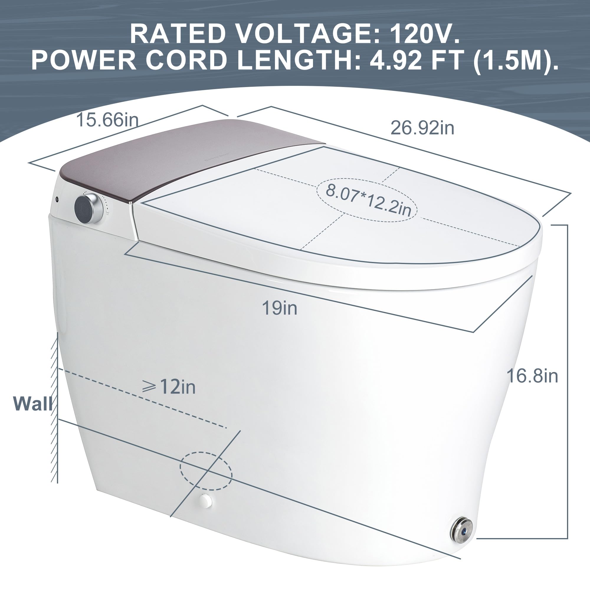 Casta Diva Smart Toilet with Tank and Bidet Built-in Auto Open/Close ...