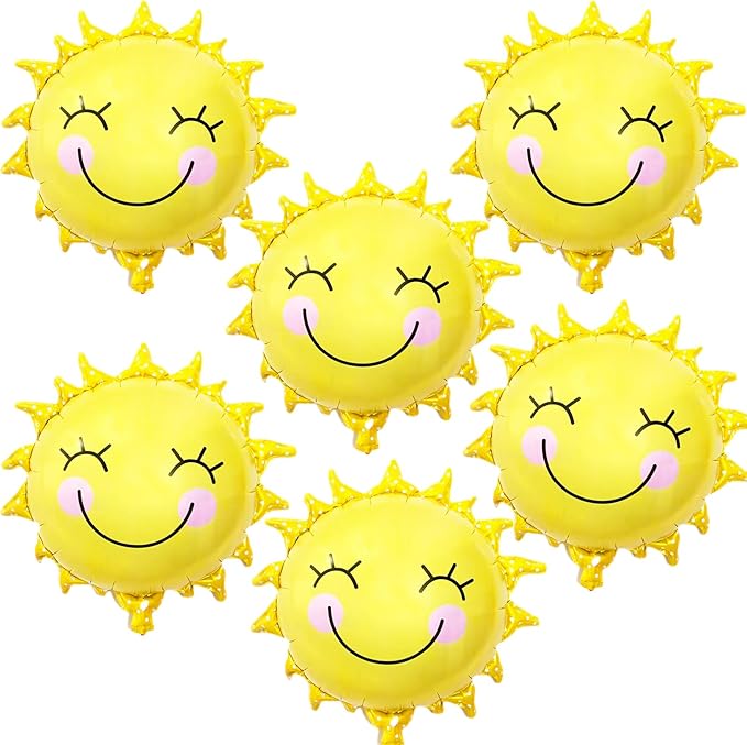 Amazon.com: 6 Pieces 26 Inches Large Sun Balloons, Round Smile Sun ...