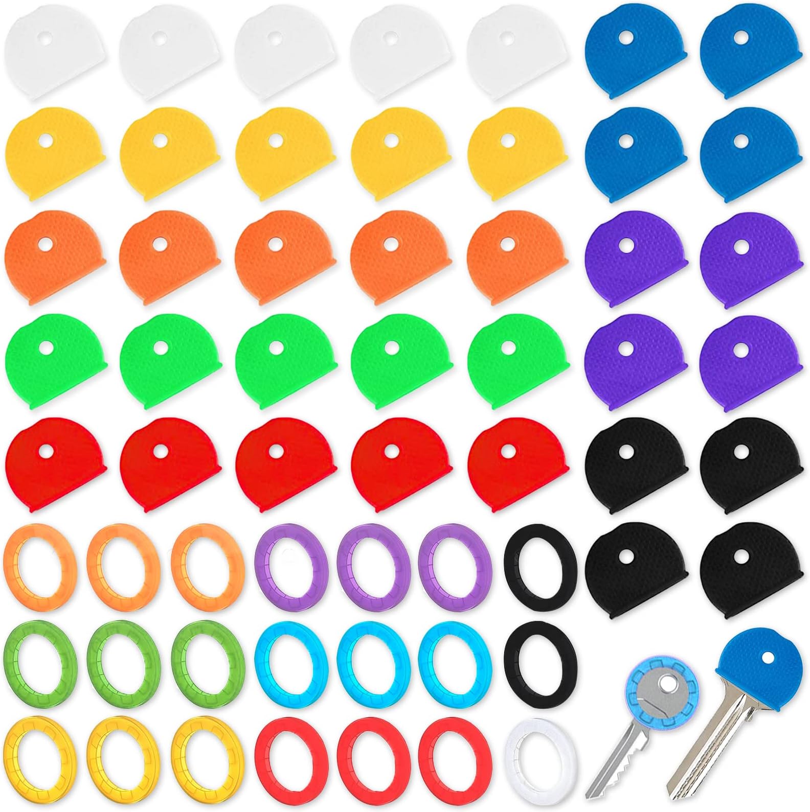 Amazon.com : 96 PCS Key Caps Covers Tags Sets, Key Cap Key Ring ...