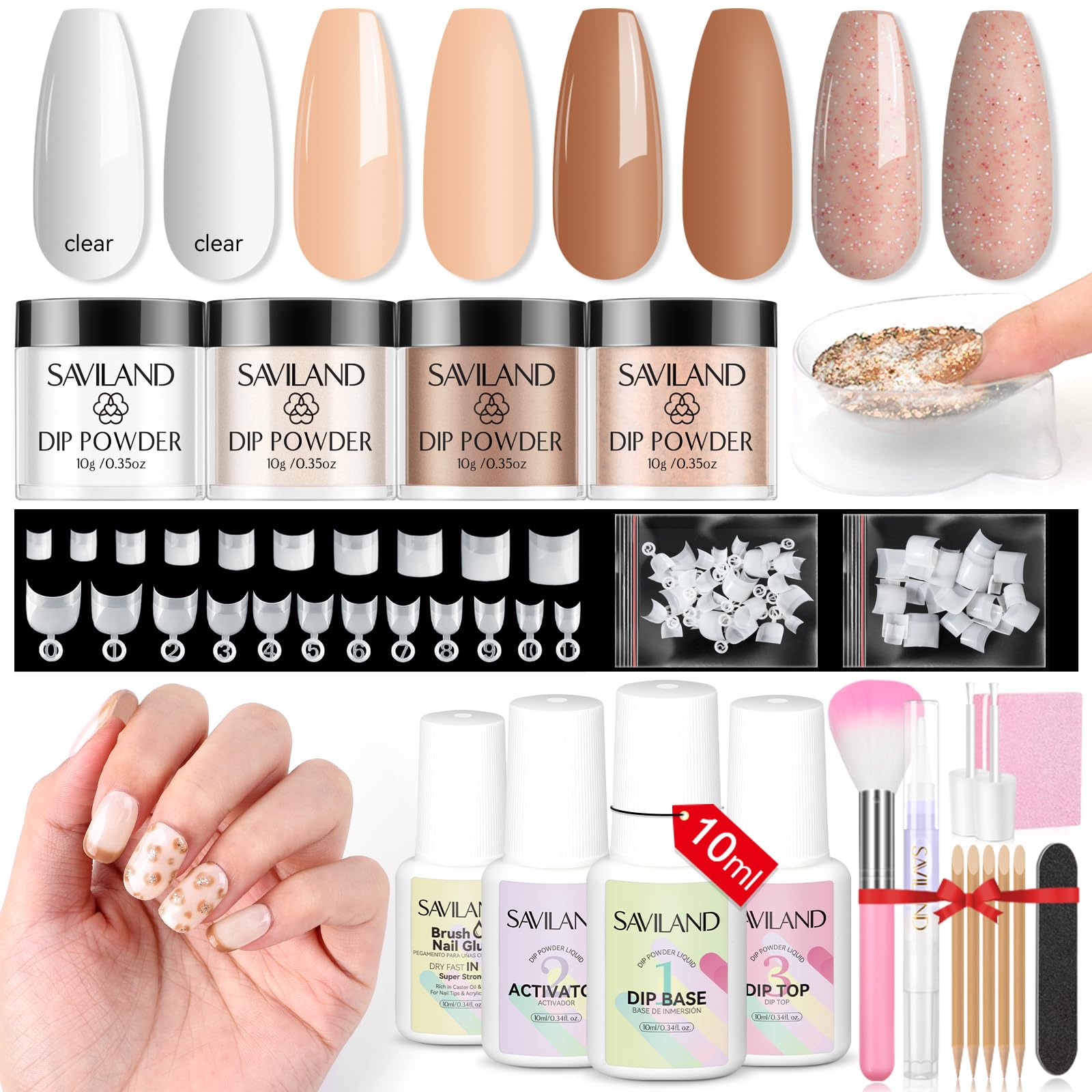 SAVILAND Dip Powder Nail Kit: 4 Colors Keratin Dipping Powder with ...