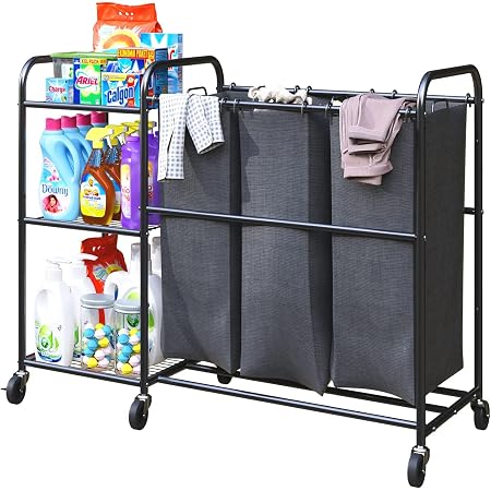 Amazon.com: 3 Compartment Laundry Sorter Hamper Heavy Duty Clothes Rack ...