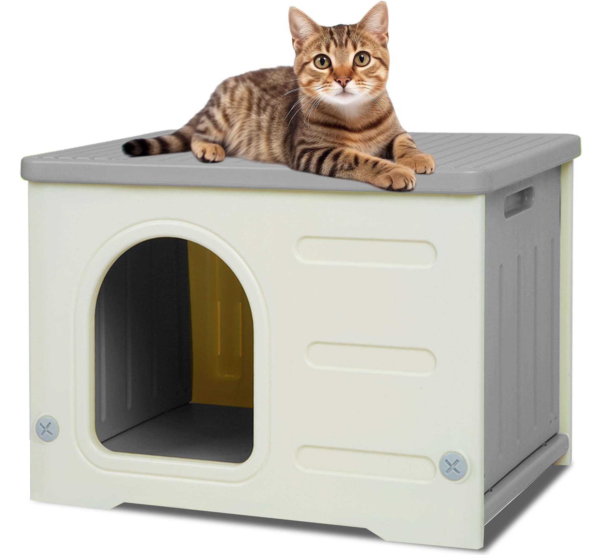 Waterproof Cat House Outdoor Indoor, Plastic Cat House for Outdoor Cats ...