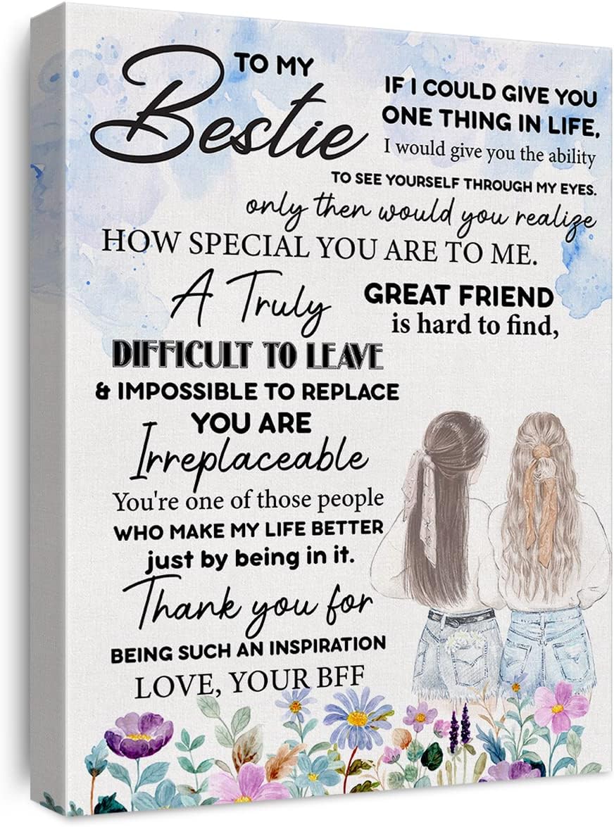 Amazon.com: Inspirational Best Friend Canvas Wall Art to My Bestie If I ...