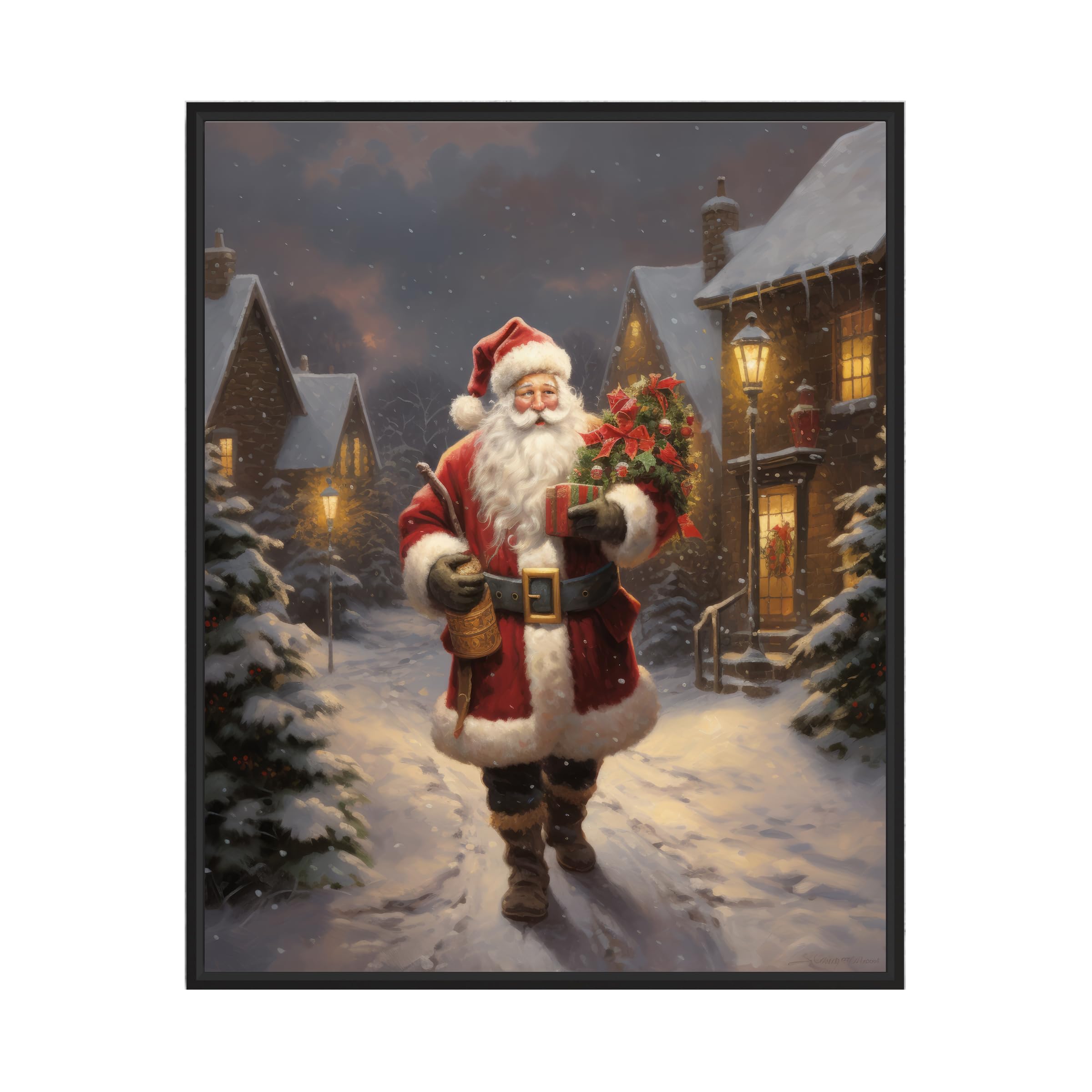 Amazon.com: Santa Claus Christmas Poster Art Print, Holiday Decorations ...