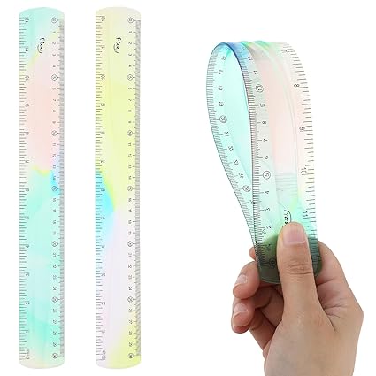 Amabro Flexible Ruler, 2PCS Straight Edge Ruler Colorful Plastic Ruler ...