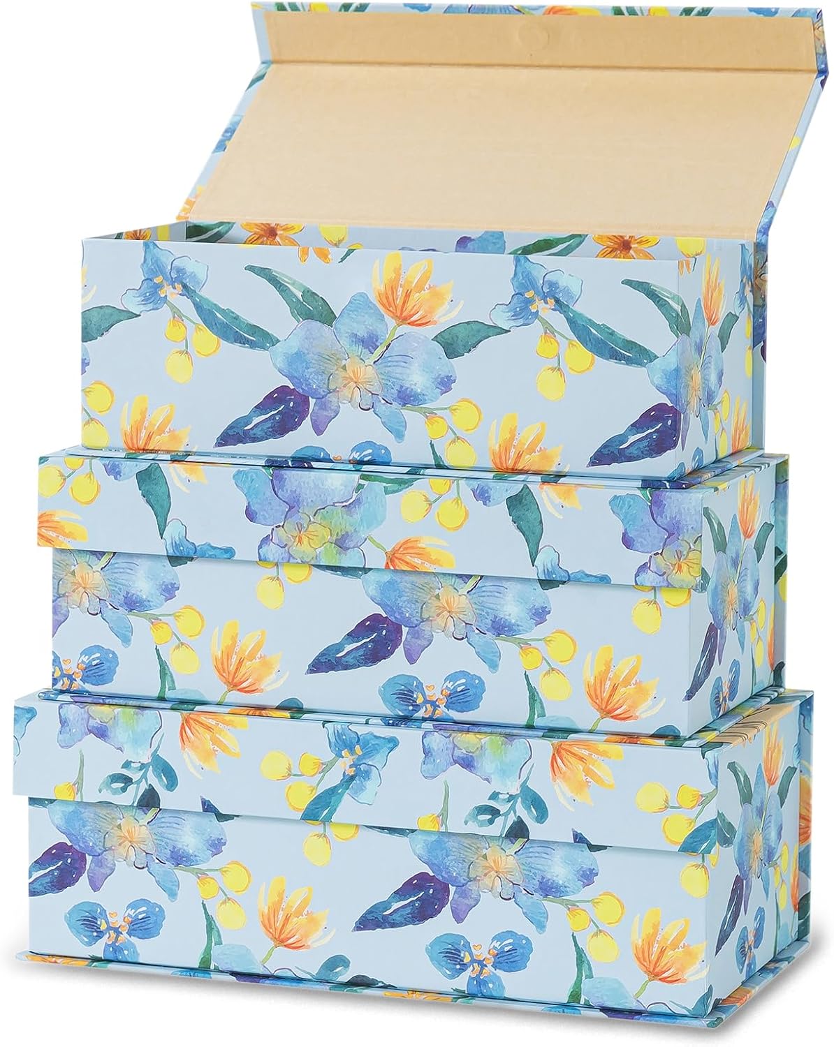 Amazon.com: Soul & Lane Blue and Yellow Decorative Storage Boxes with ...