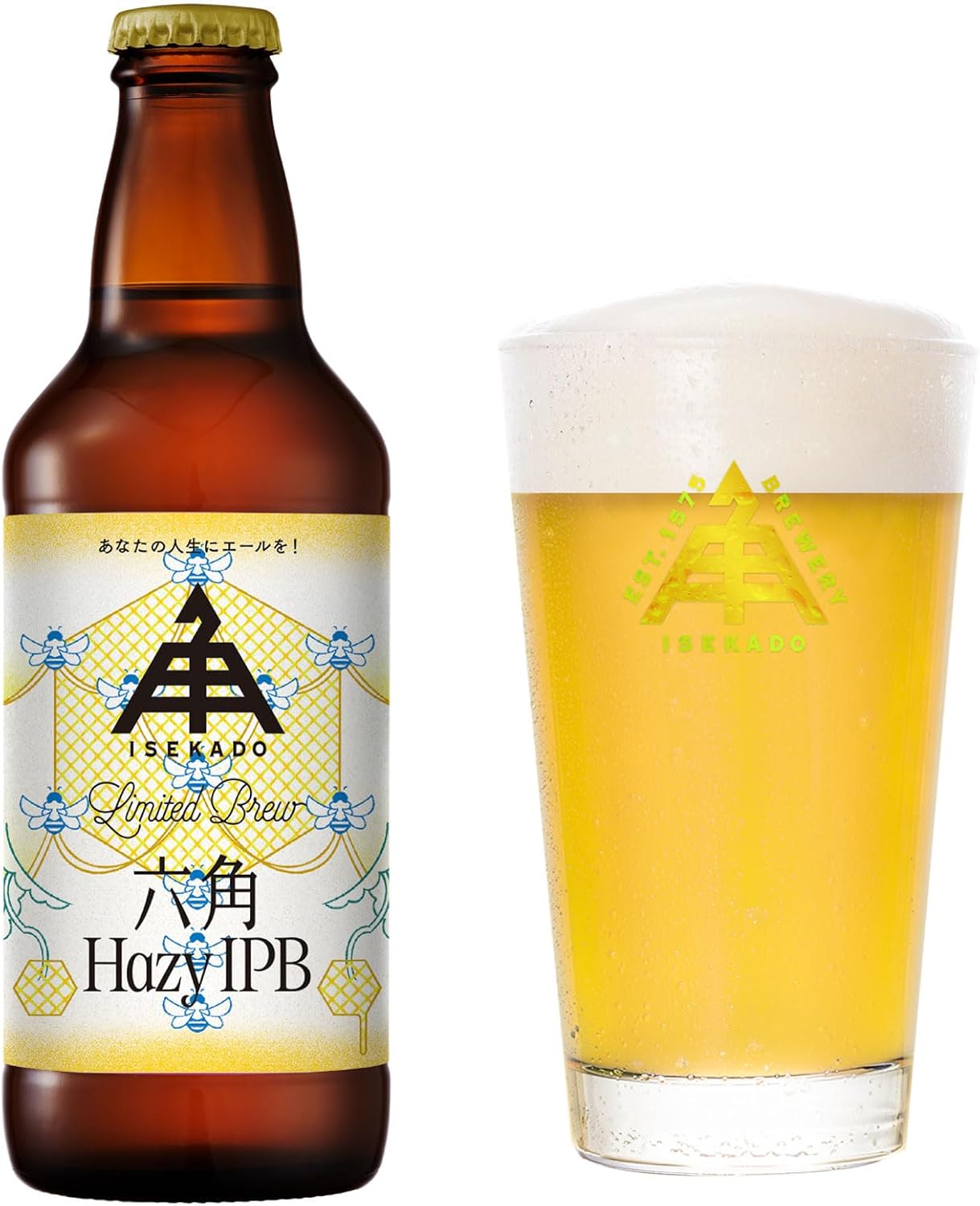 Amazon.co.jp: 伊勢角屋麦酒 六角ヘイジー IPB 330ml瓶 クラフトビール ISEKADO コースター付 冷蔵 (01本) : 食品・飲料・お酒