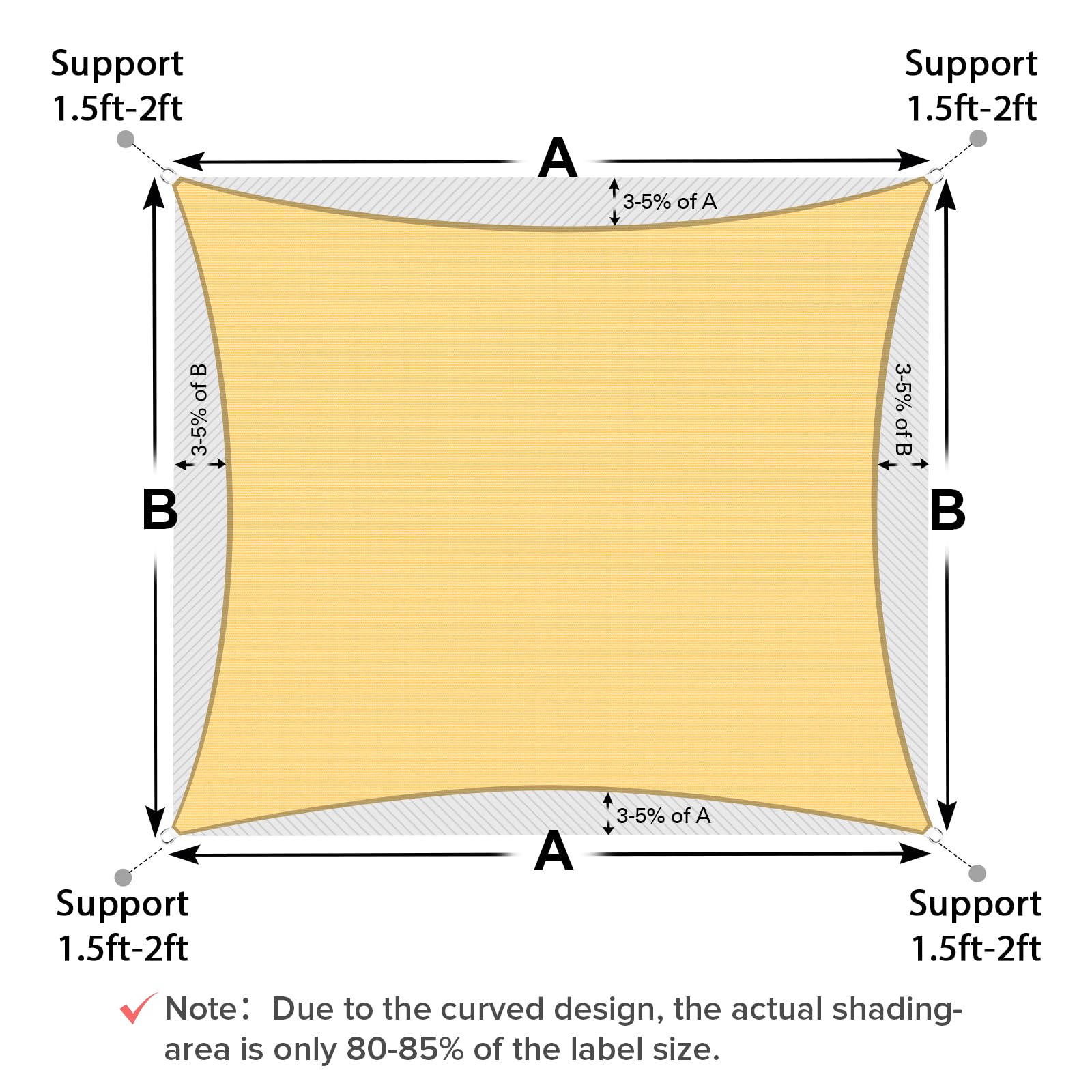 Snapklik.com : Artpuch Sun Shade Sail, 10X10 Beige Rectangle Curved ...