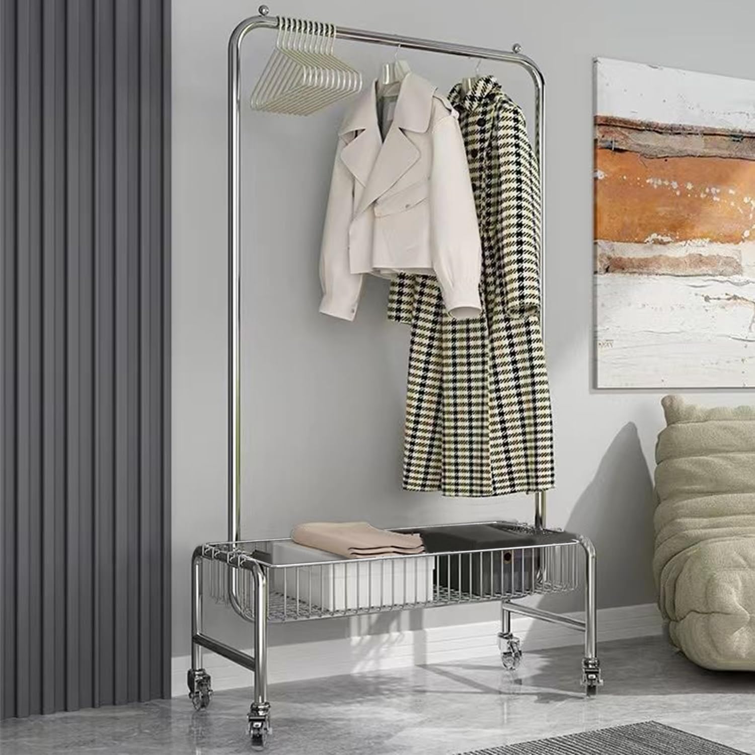 Amazon.com: VIFUNCO Garment Rack, Rolling Clothes Rack with Basket ...