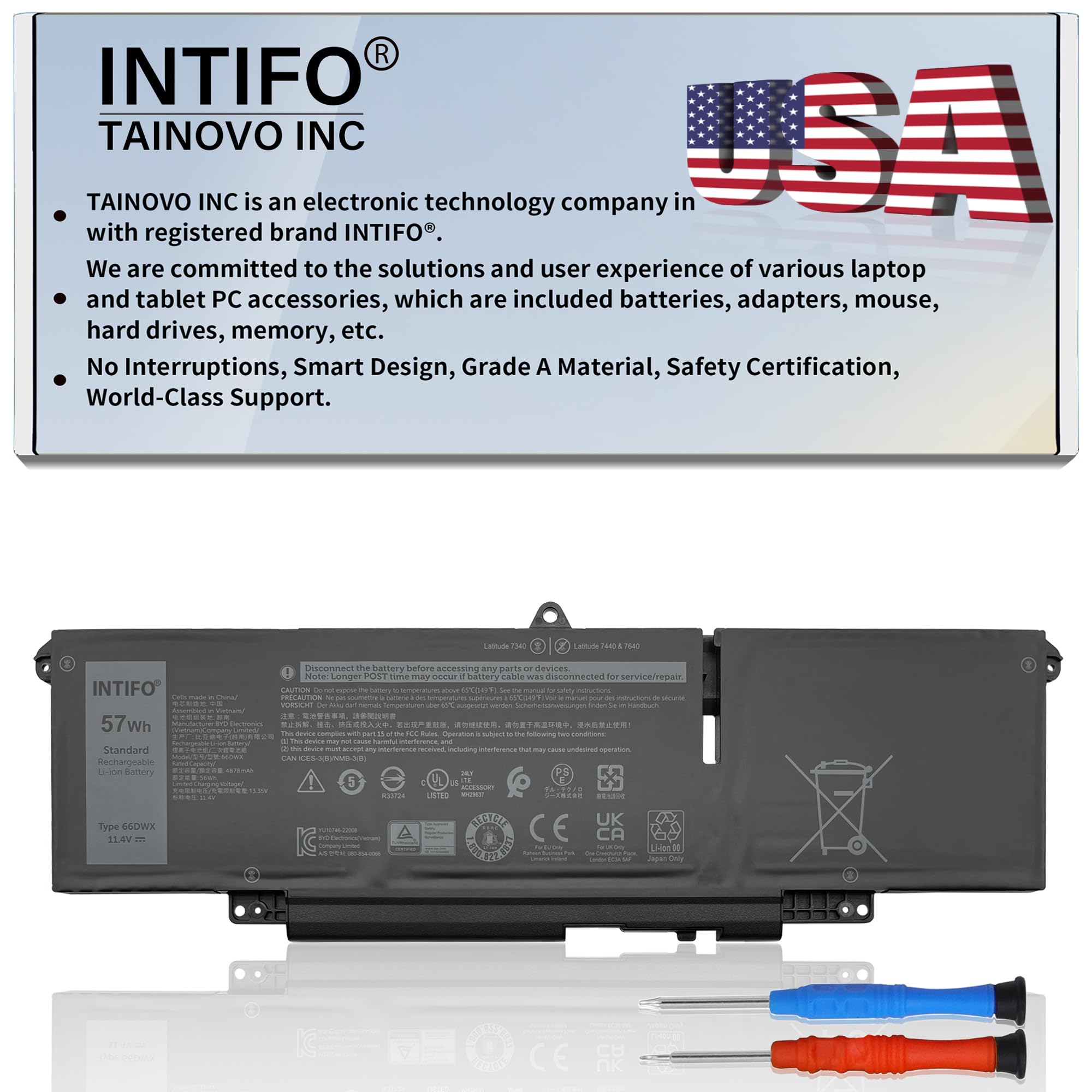 Amazon.com: INTIFO 57Wh 66DWX Laptop Battery Compatible with Dell ...