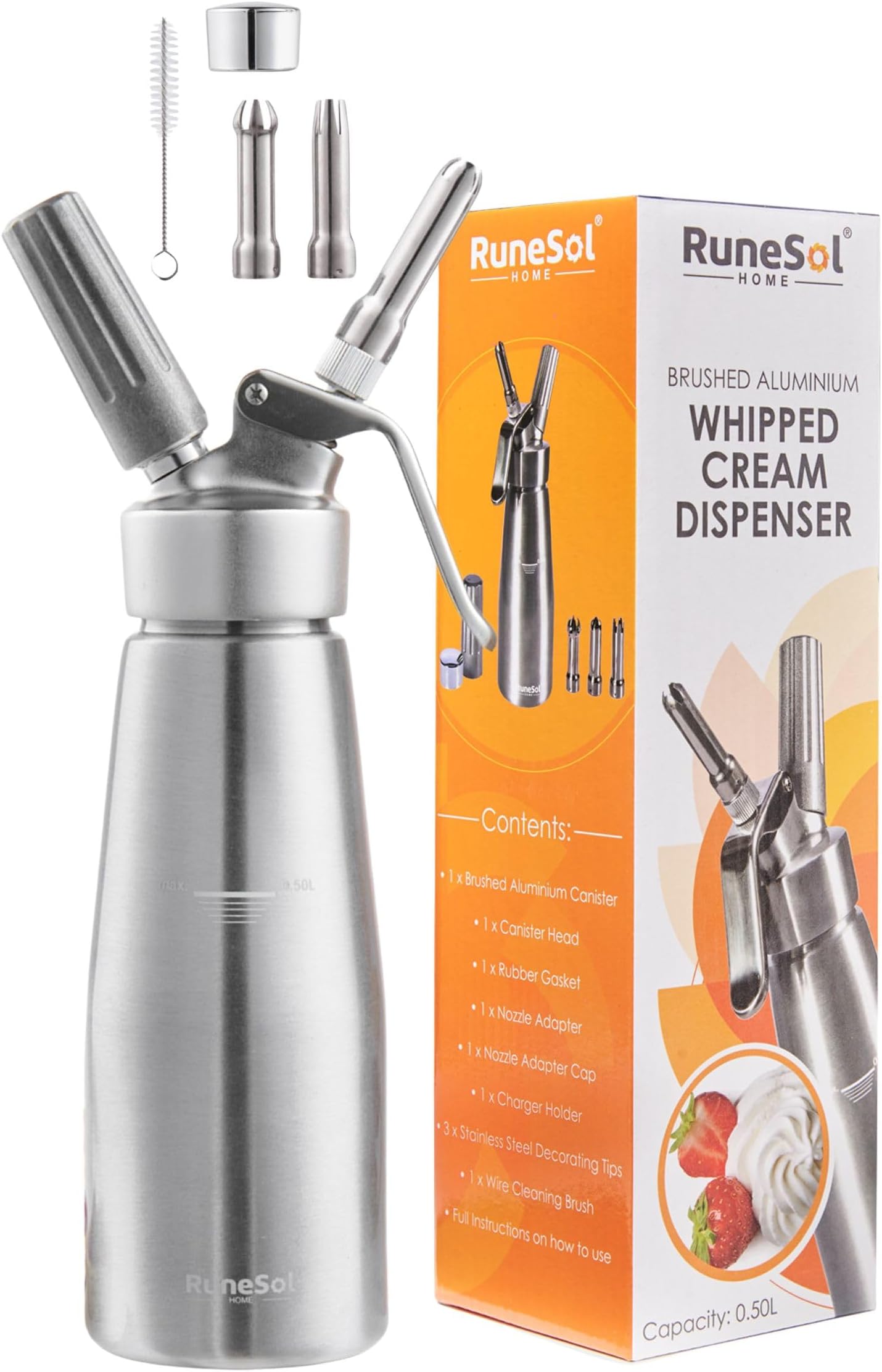 Amazon.de: Runesol Sahnespender 500ml, Professionelle Sahnesyphon für ...