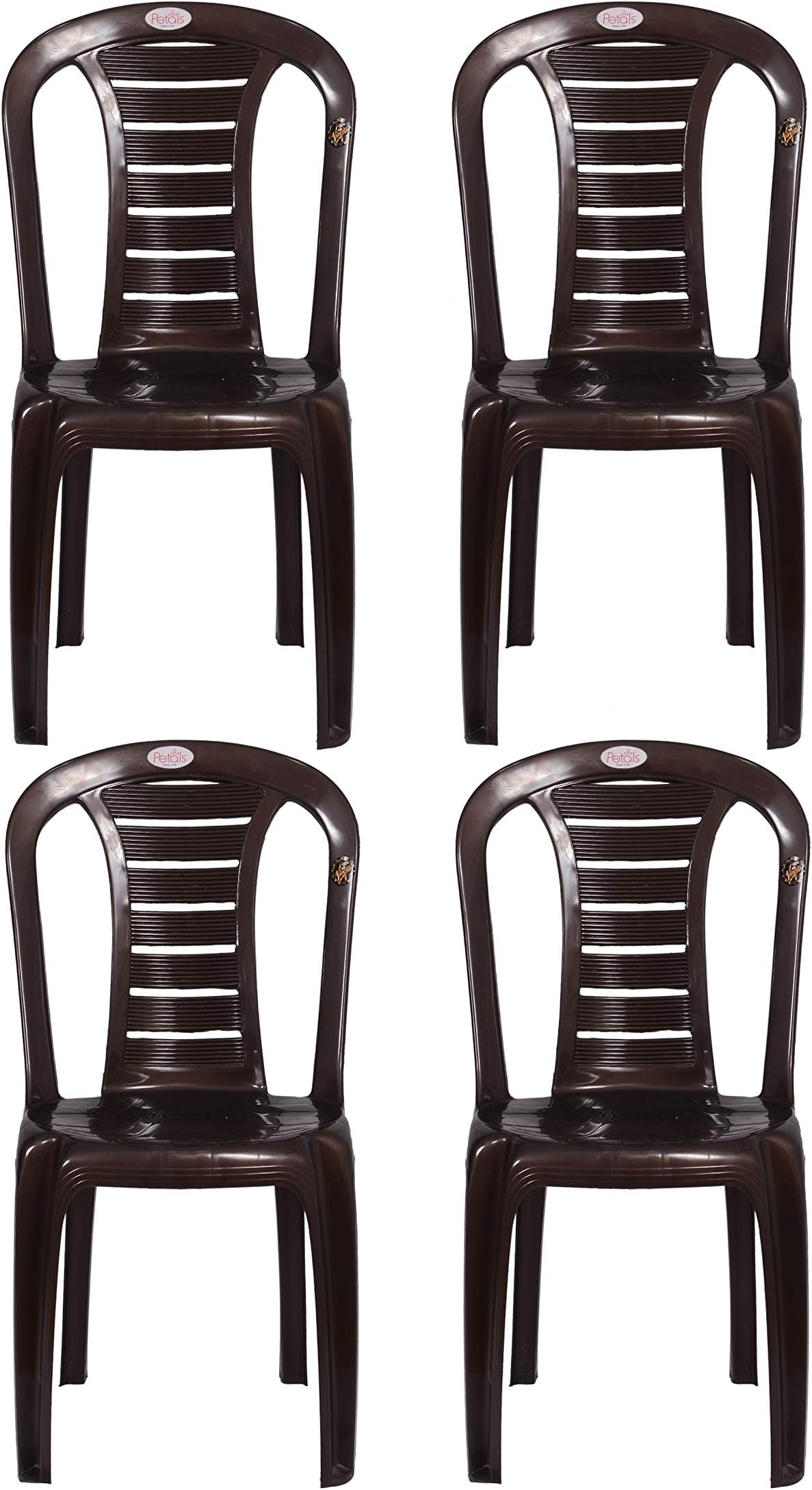 PETALS Leo Plastic Dining Chairs Set of 2 | PVC Fiber Armless Stacking ...