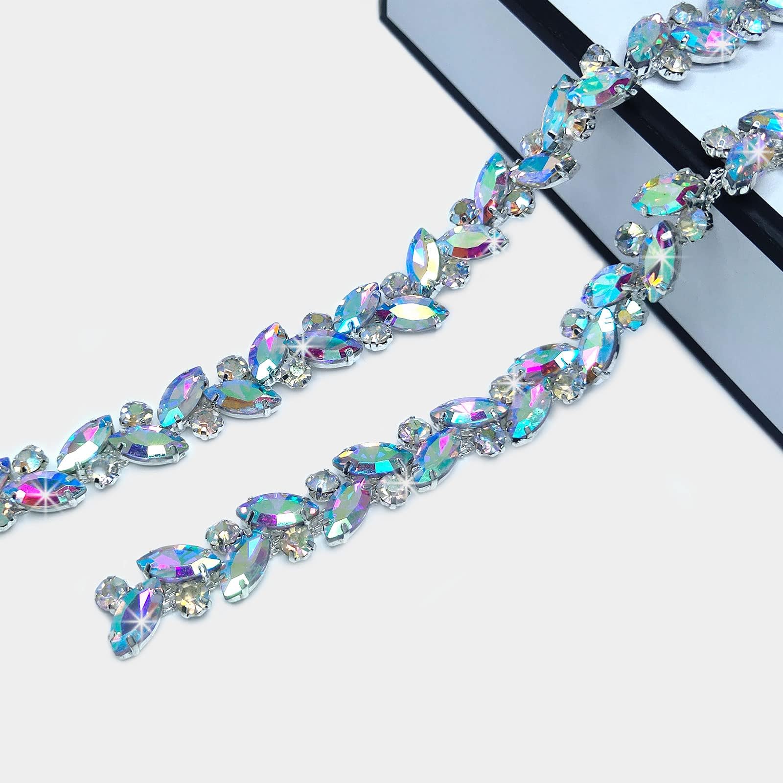 Amazon.com: 1 Yard Crystal AB Fringe Rhinestone Chain Bridal Applique ...