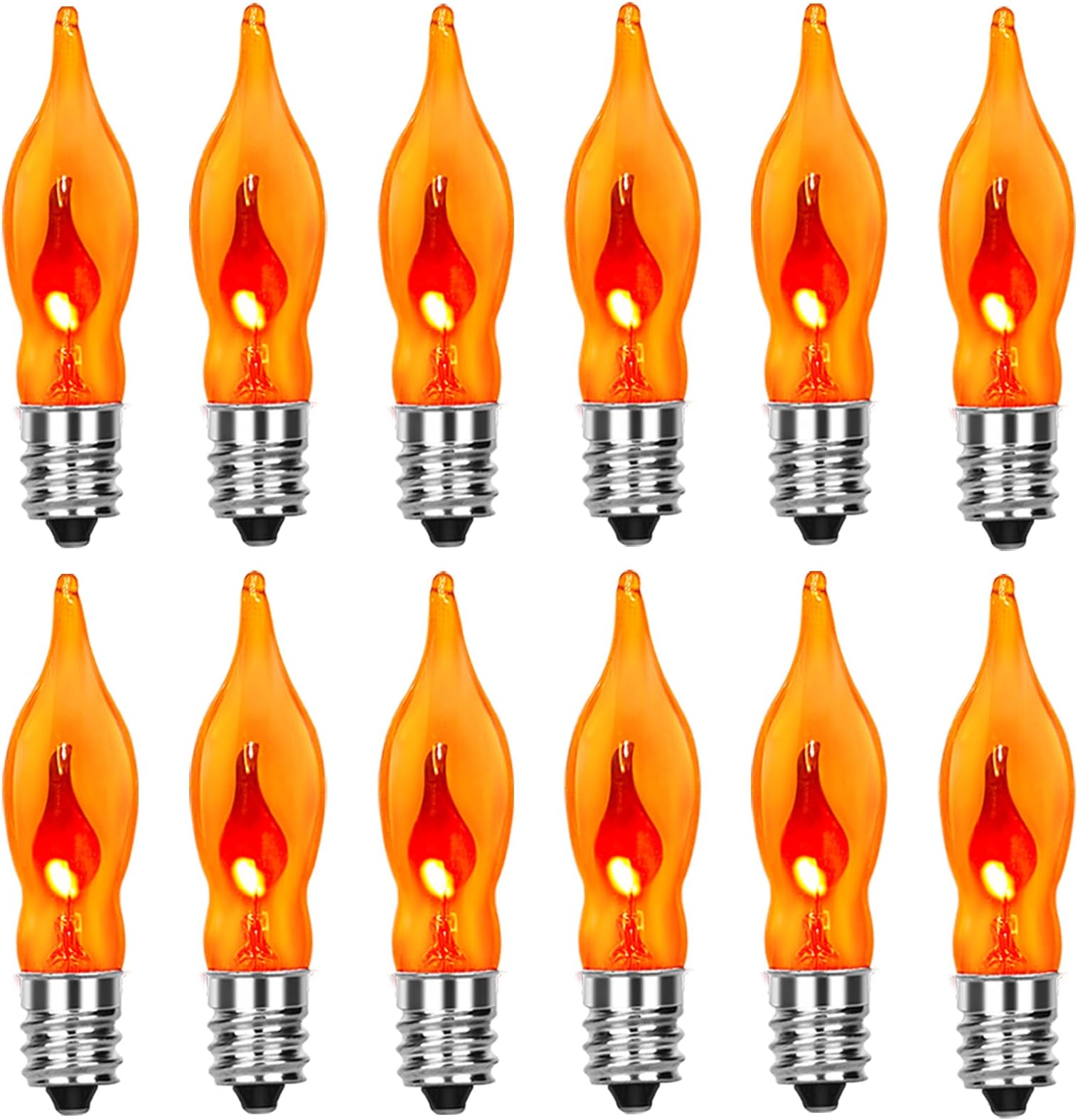 Glooglitter 24 Pcs Christmas Flame Lights Bulb Red Yellow Christmas ...