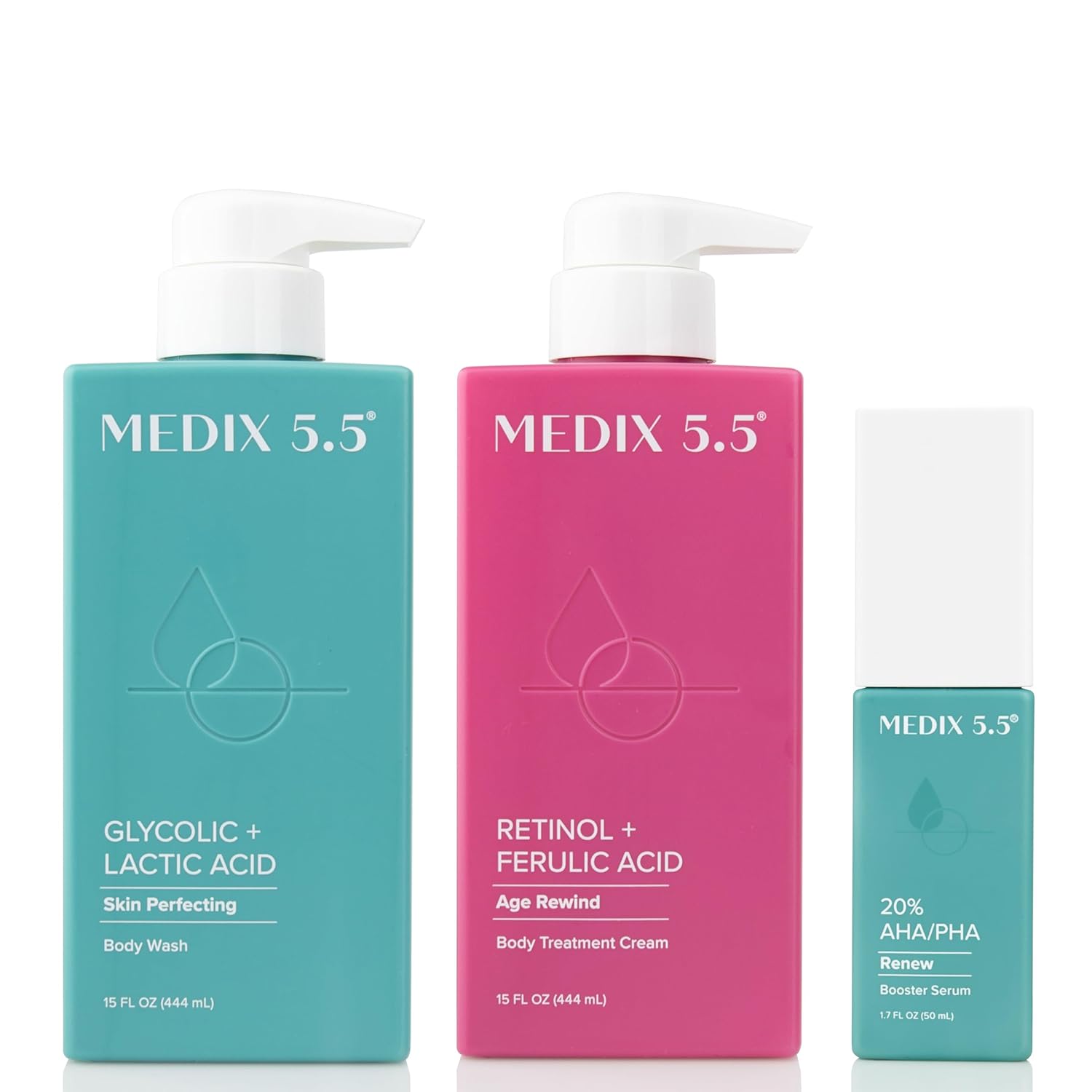Amazon.com : Medix 5.5 Retinol Age Rewind Body Cream + Glycolic Acid Exfoliating Body Wash ...