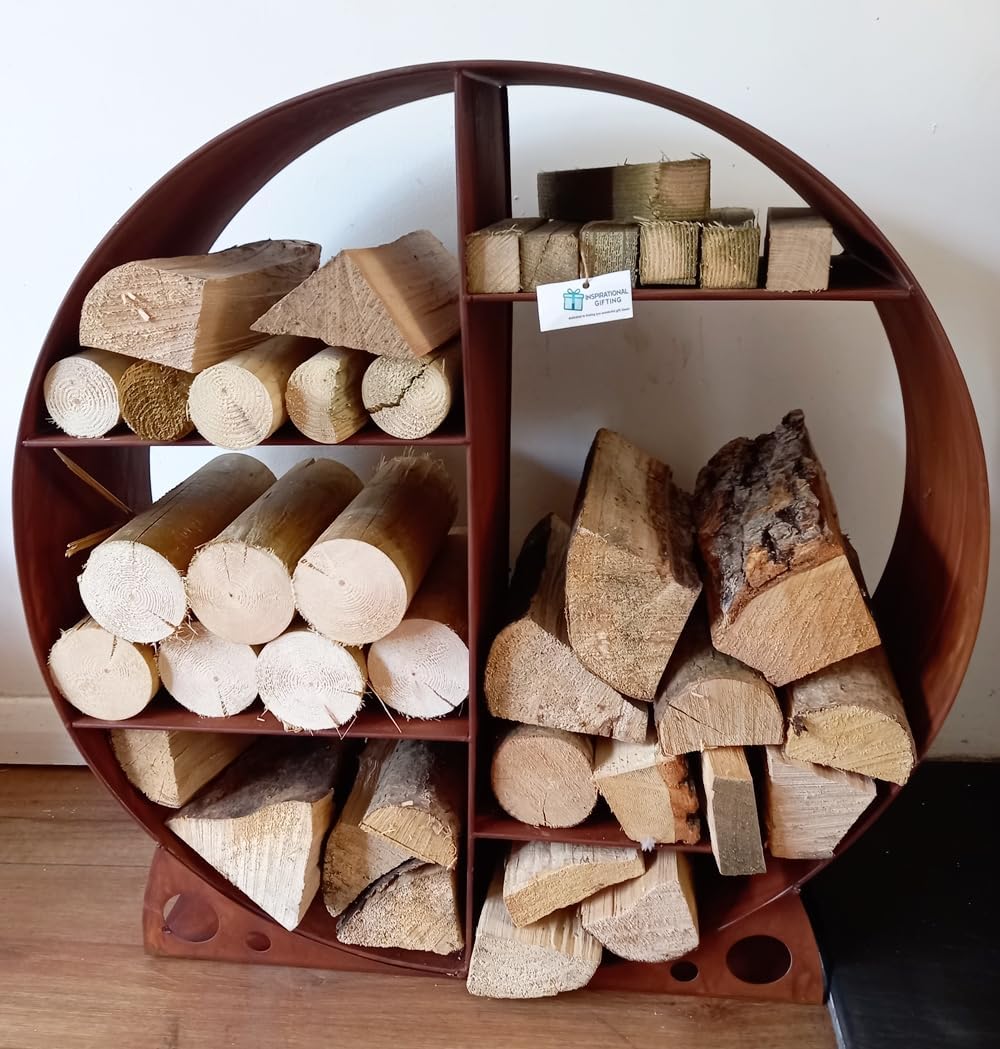 Iron Metal Round Log Store & Shelves Metal Log Holder Round Log Storage ...