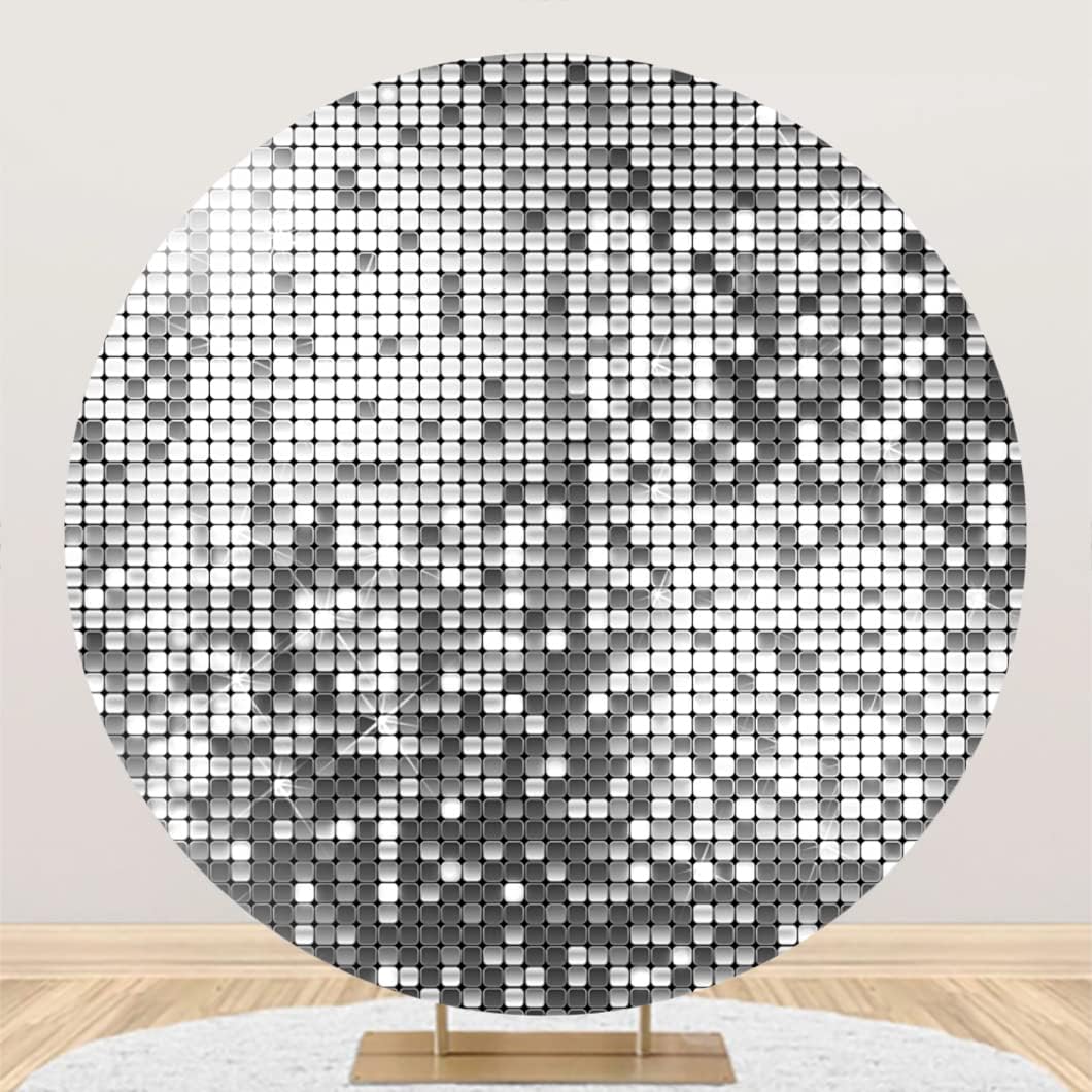 SDOTPMT Diameter 6ft Silver Shimmer Round Backdrop Shining Shimmer Wall ...