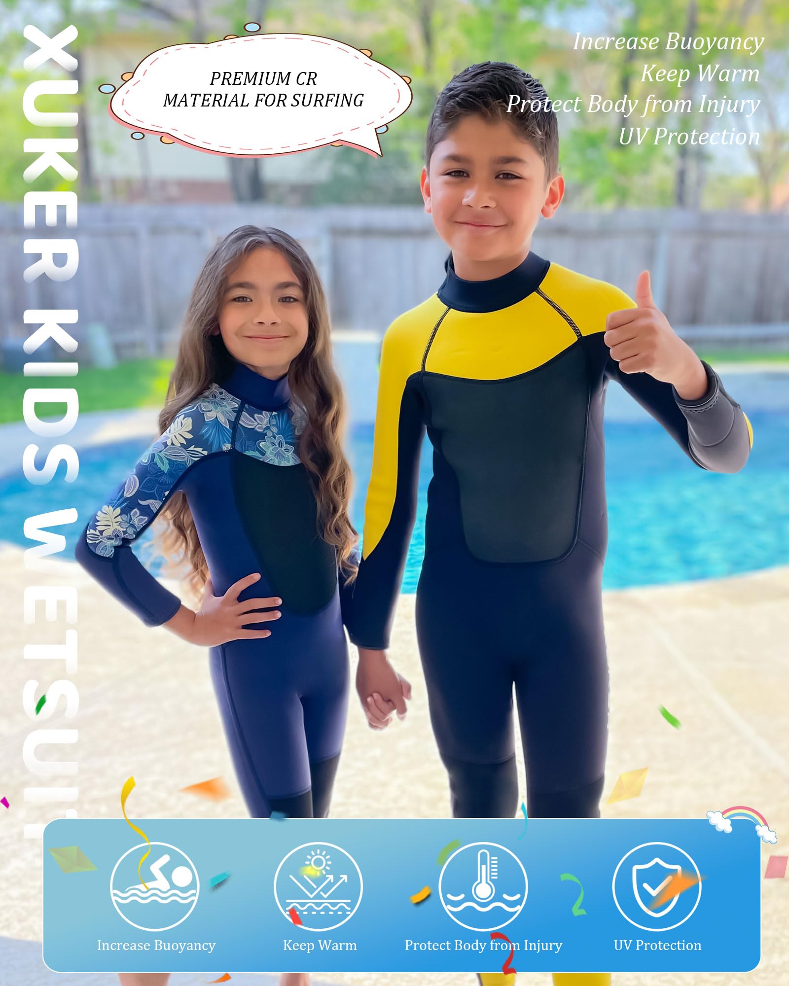 Snapklik.com : Kids Wetsuit For Boys Girls Toddlers, 3mm Wetsuit Back ...