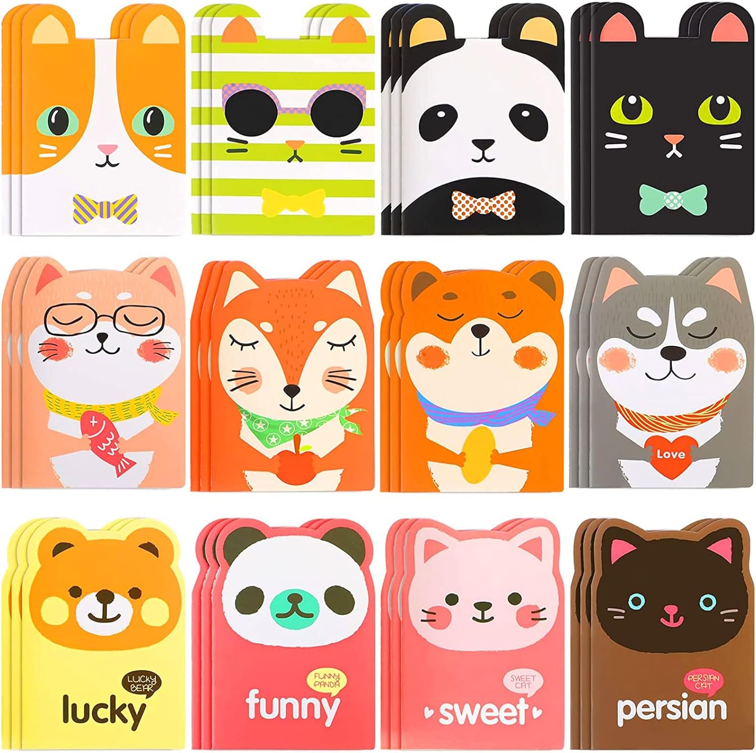 Cute Animal Notebooks, 32 PCS Cartoon Pocket Notepad, Mini Portable ...