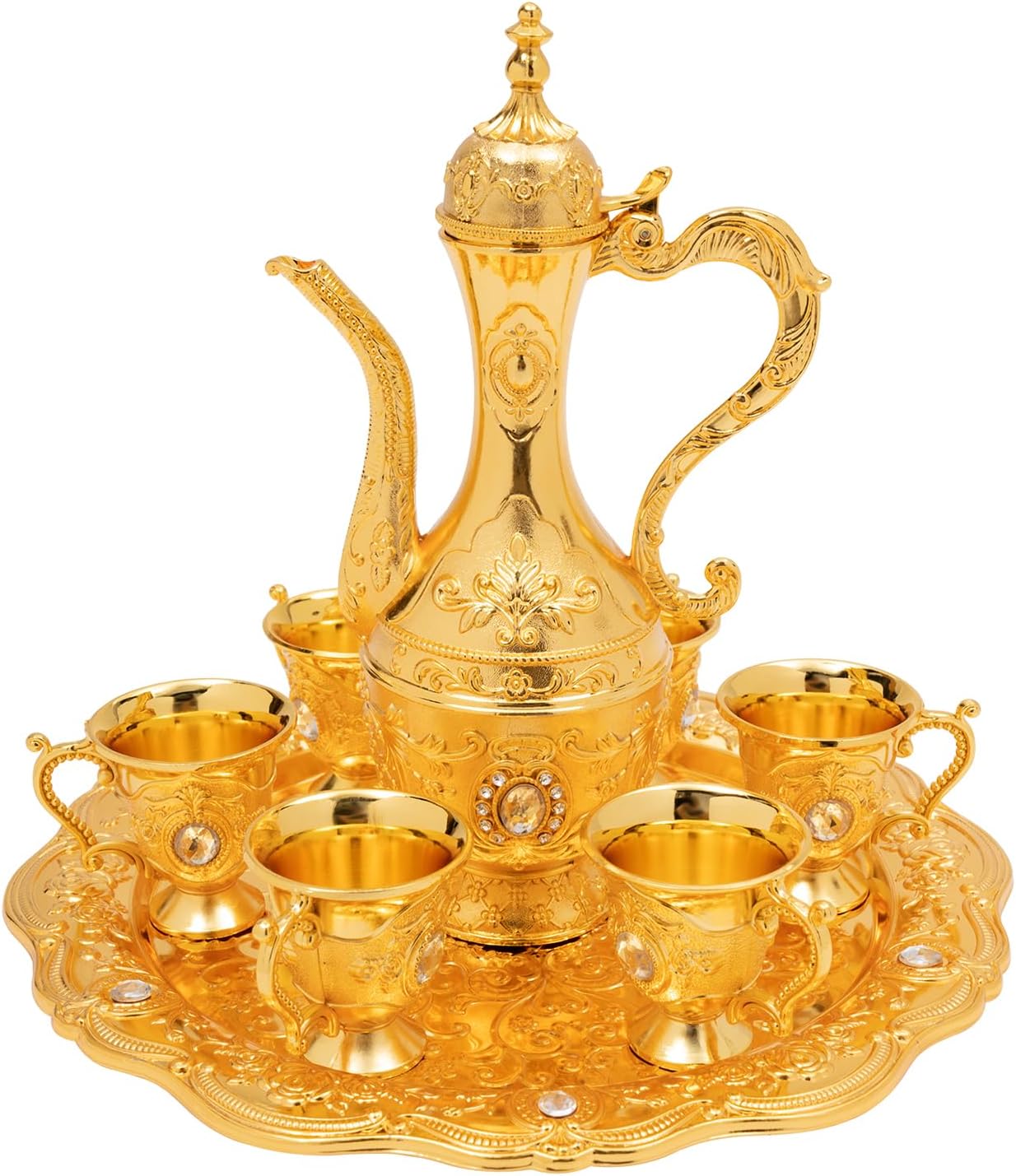 Amazon.com | Metal Turkish Tea Set of 6 Handmade Vintage Turkish Coffee ...