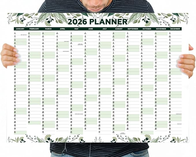 2026 Wall Planner Uk A1 Wall Calendar 2026 Yearly Wall Planner Calendar ...