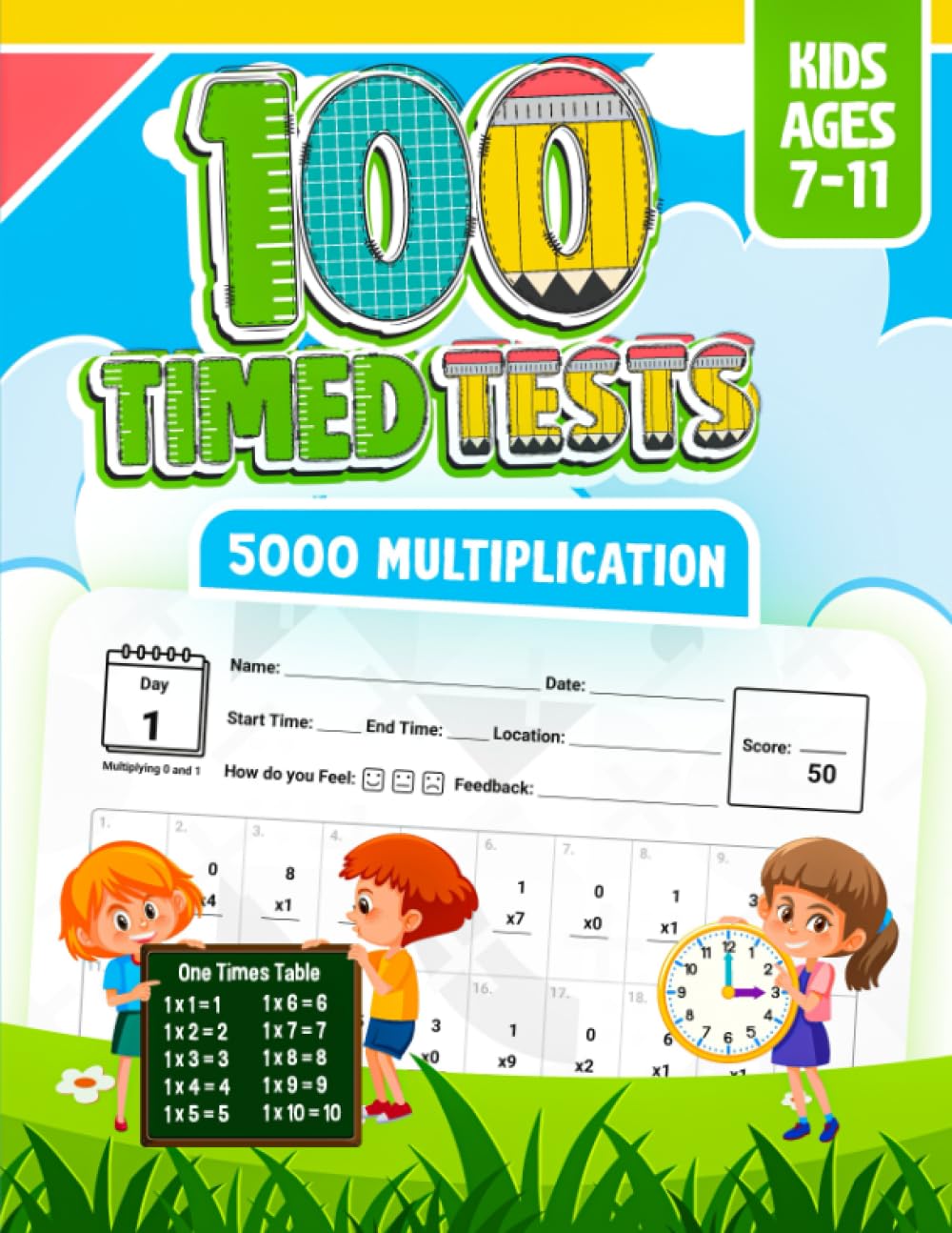 5000 Multiplication Timed Tests For Kids Ages 7-11: 100 days of ...
