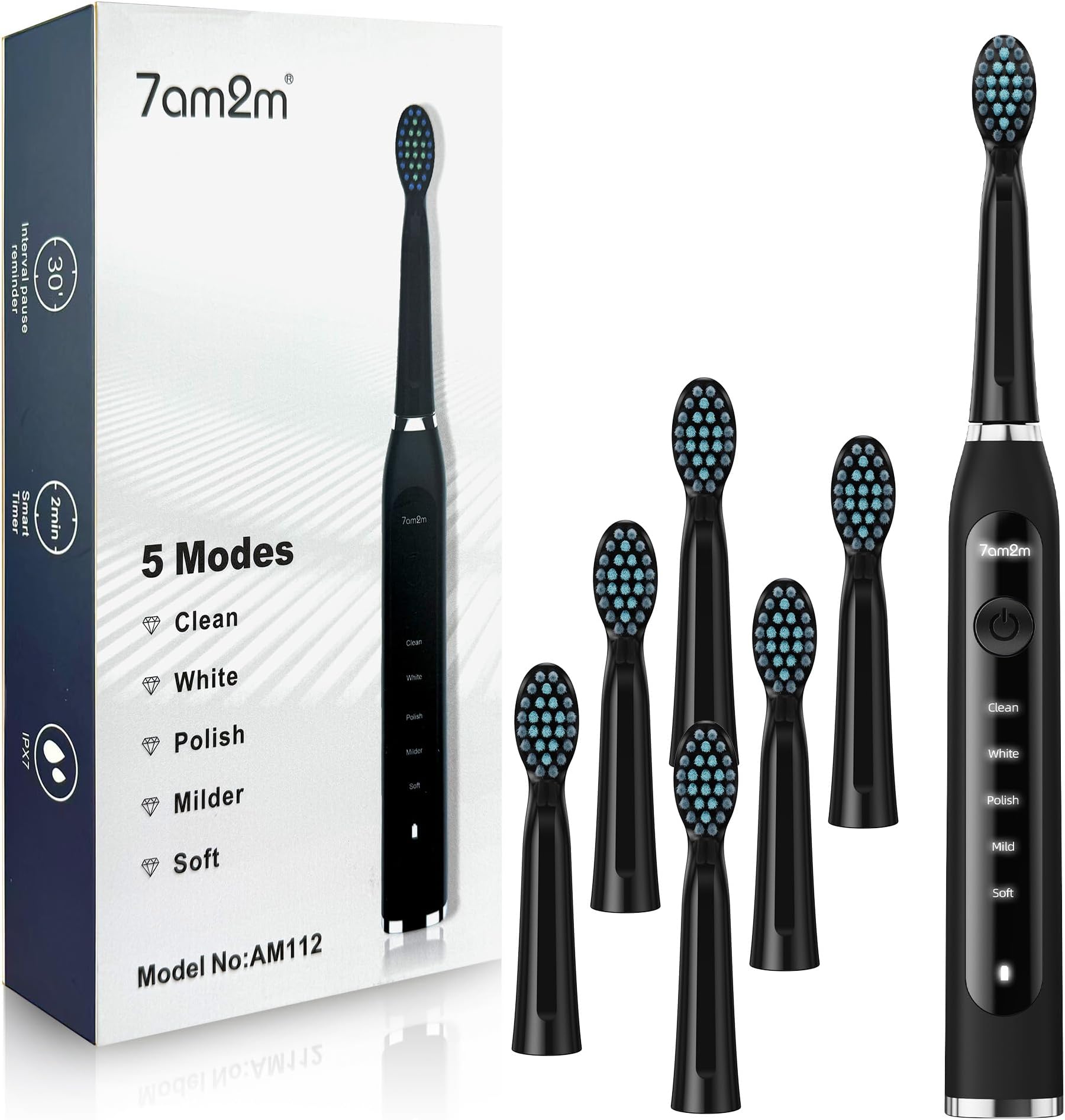 Amazon.com: 7AM2M Sonic Electric Toothbrush for Adults High Power Rechargeable Toothbrushes with ...
