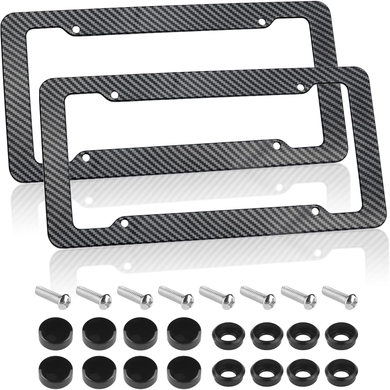 Amazon.com: 2PCS Carbon Fiber License Plate Frames,Anti Rust Car Plate Frame Kit with Fasteners ...