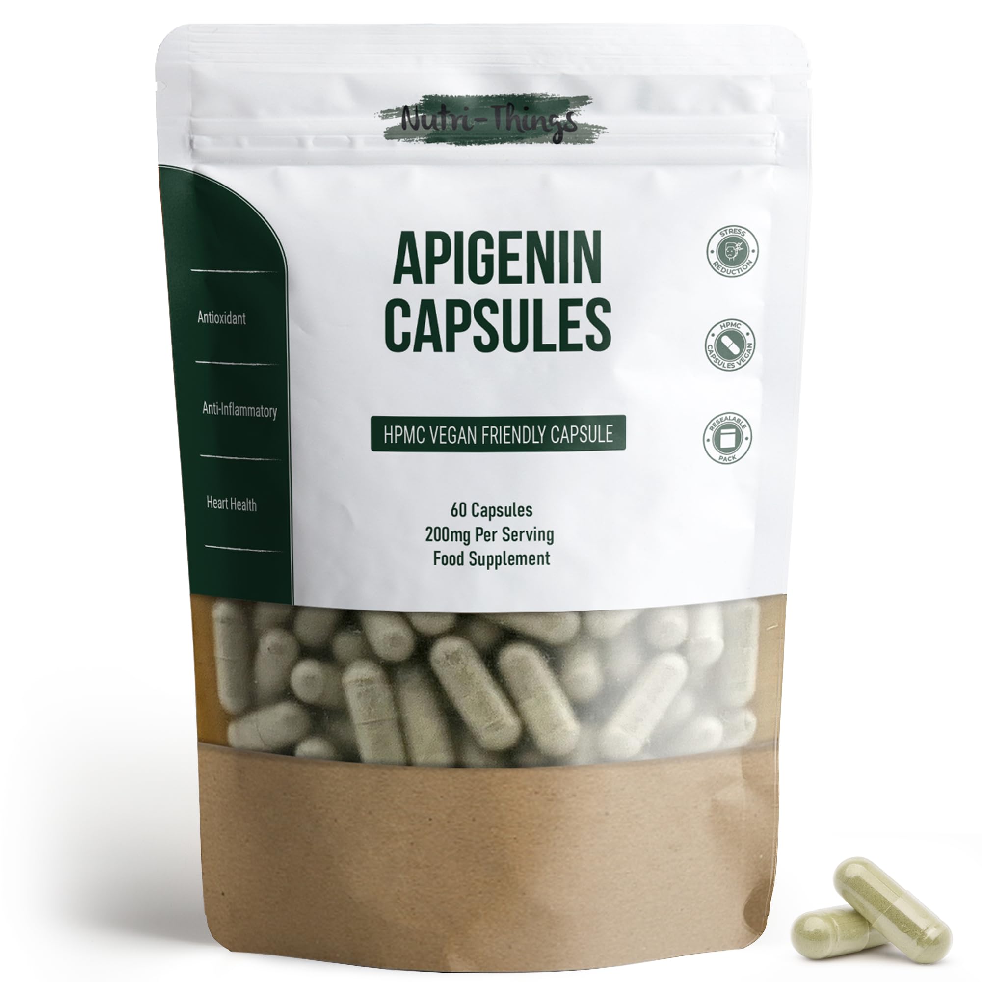 Apigenin Capsules - Natural Antioxidant & Heart Health Support, Anxiety & Inflammation ...
