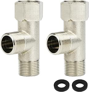 2Pack Movable Tee Fittings T Valve for Bidet, 3 Way Shower Diverter ...