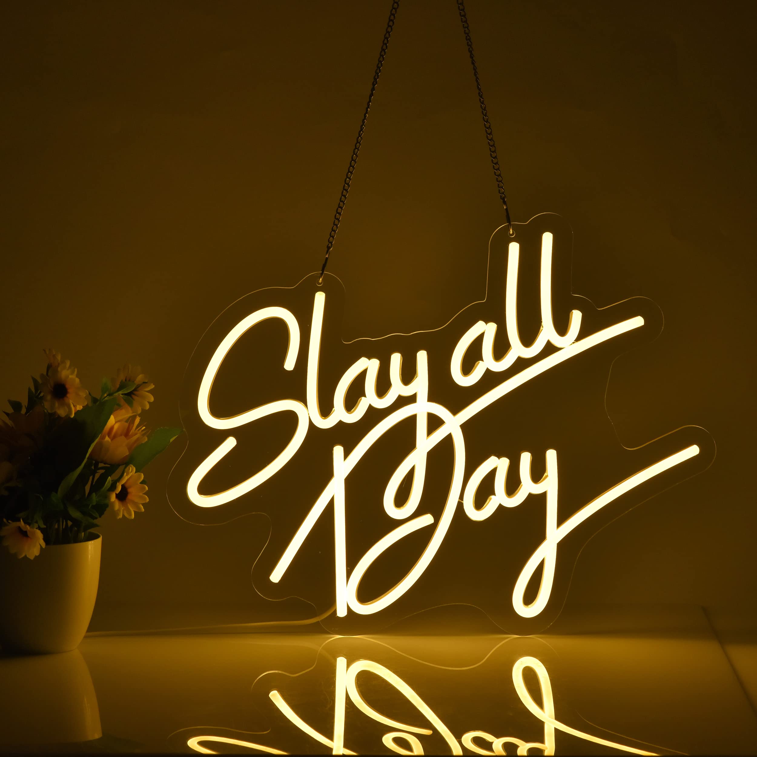 Amazon.com : Slay All Day Neon Sign for Wall Décor Dimmable LED Neon ...