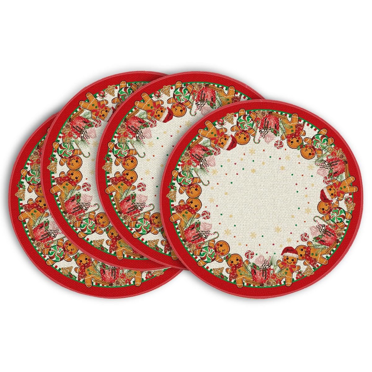 Amazon.com: Artoid Mode Green Gingerbread Candy Cane Christmas Round ...