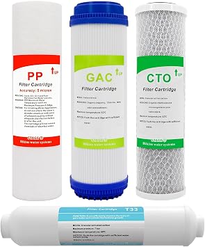 4er Ersatzfilter-Set für Umkehrosmoseanlagen (ohne RO-Membran): PP, GAC ...