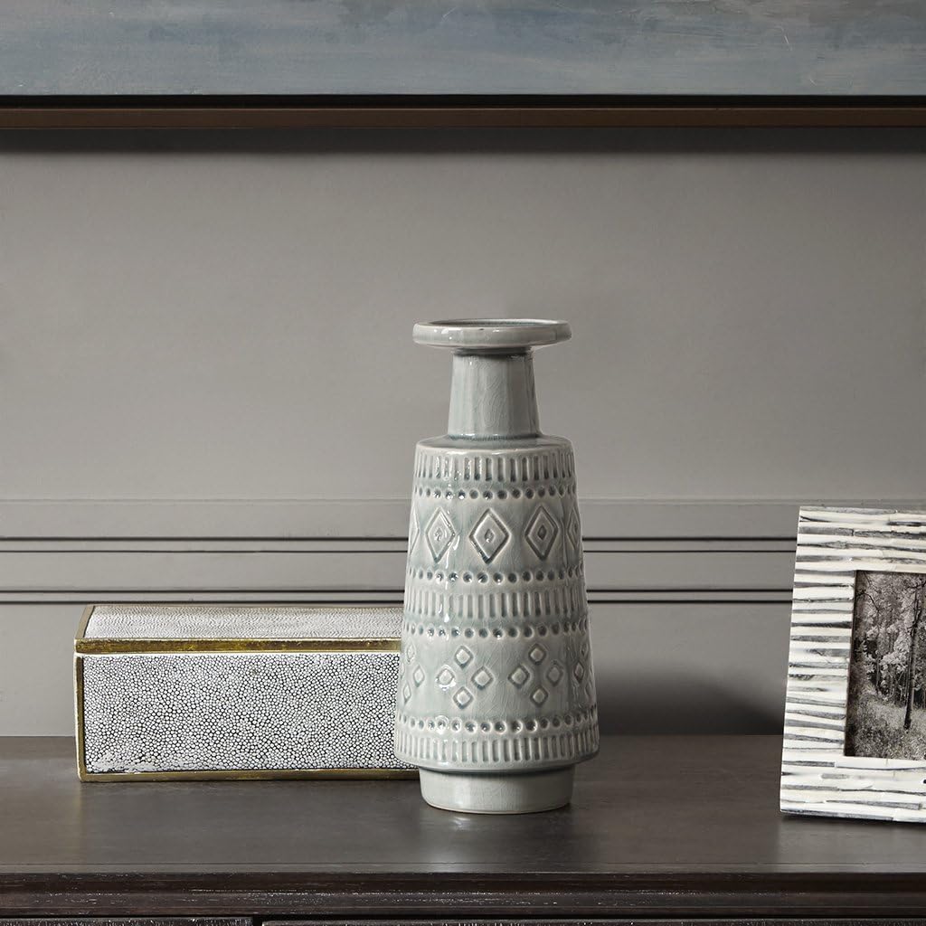 Amazon.com: Madison Park Davos Ceramic Candle Holder Blue Small : Home ...