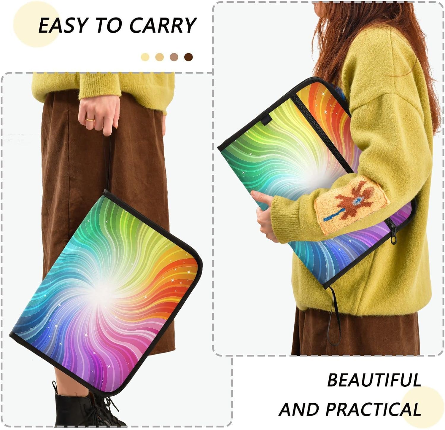 Rainbow-Wave Glittering Stars A4 Accordion File Folder Colorful Bling ...