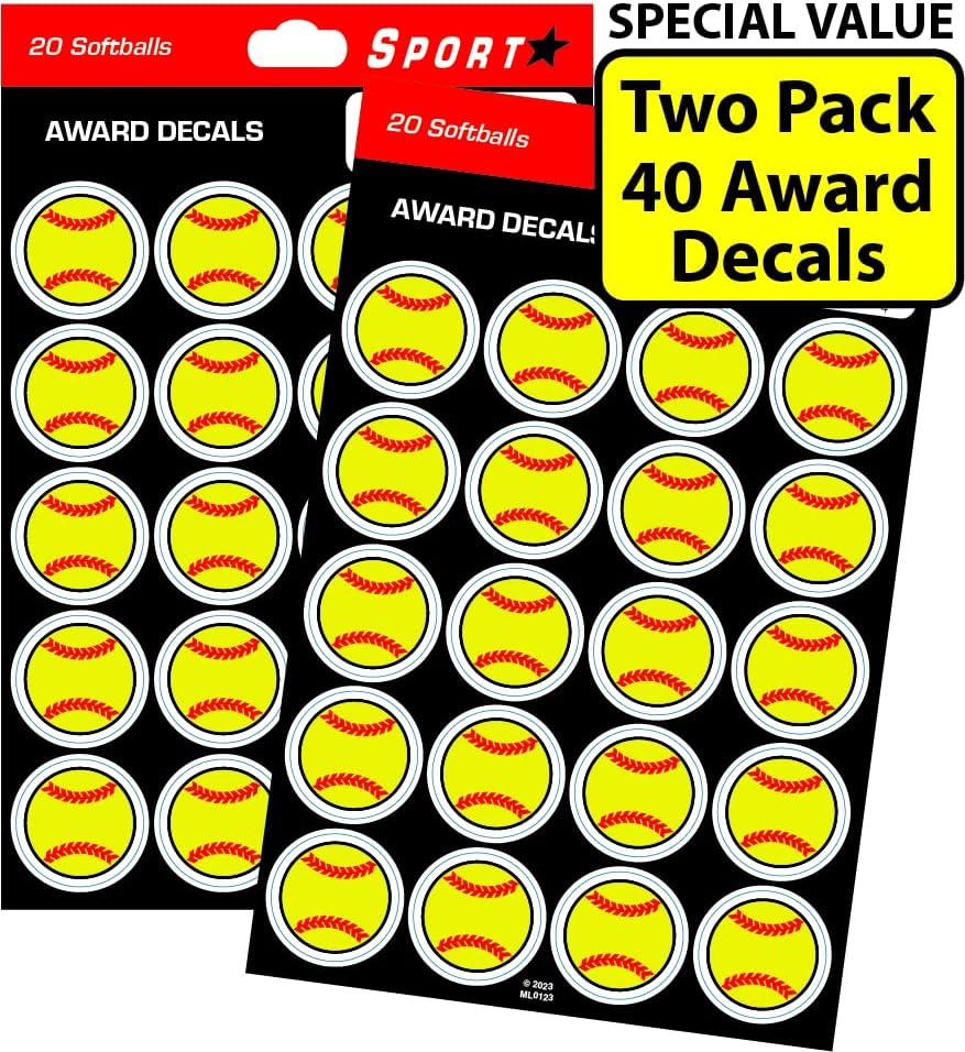 Amazon.com: Crtiin 200 Pcs Baseball Softball Stickers 8 Sheets Self ...