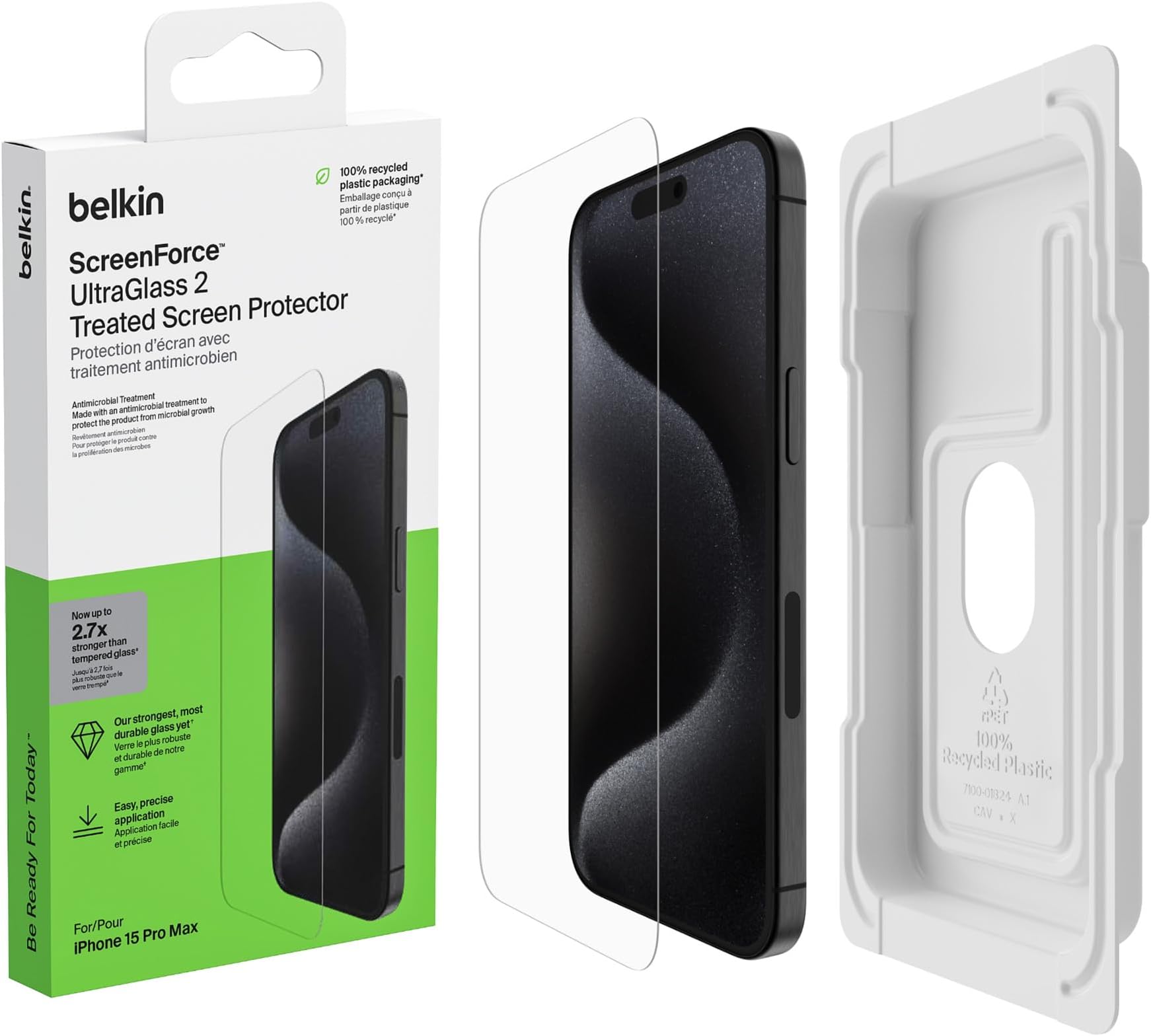 Belkin ScreenForce UltraGlass 2 Treated iPhone 15 Pro Max Screen ...