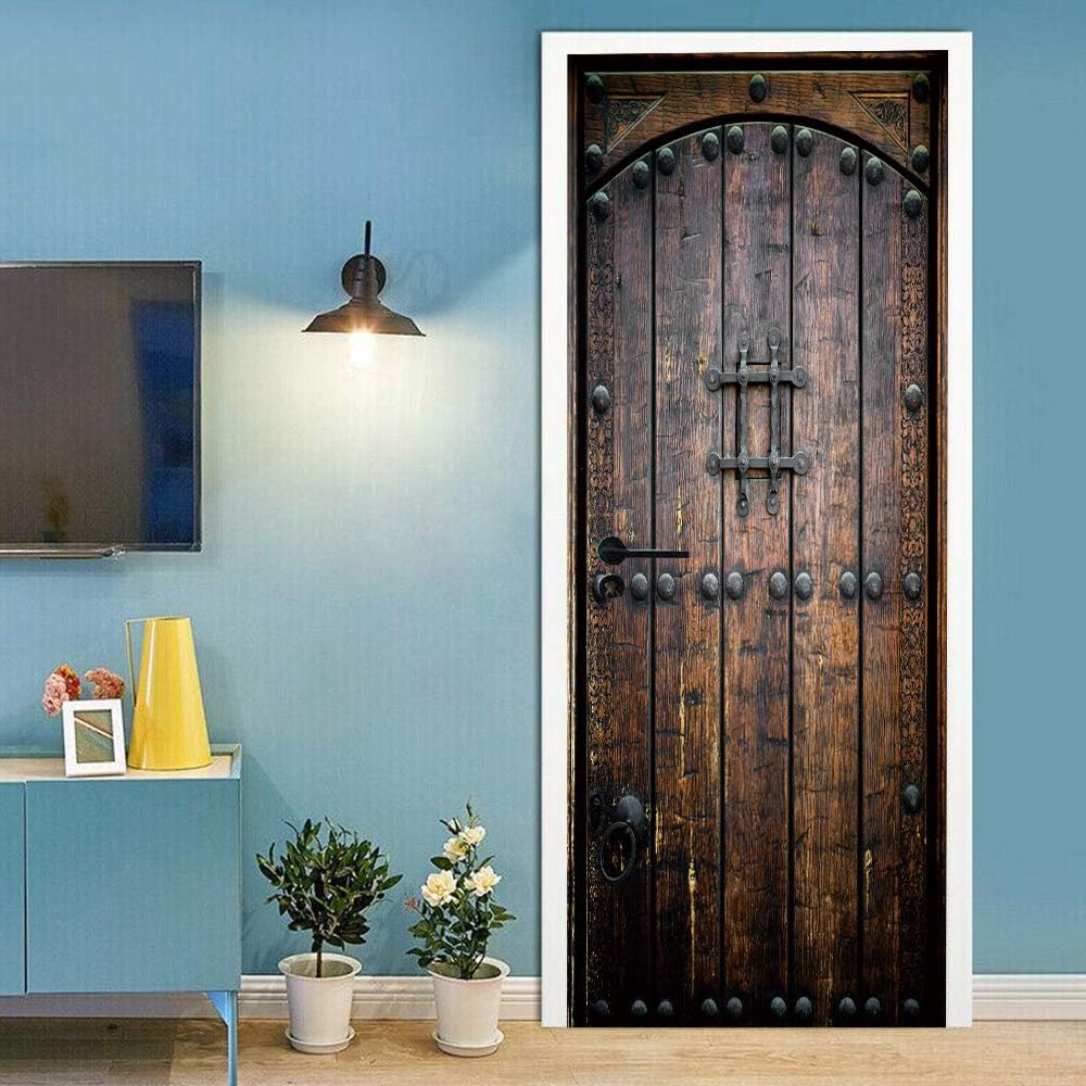 Amazon.com: VIRANDA 3D Door Stickers Murals Peel and Stick - Wooden ...