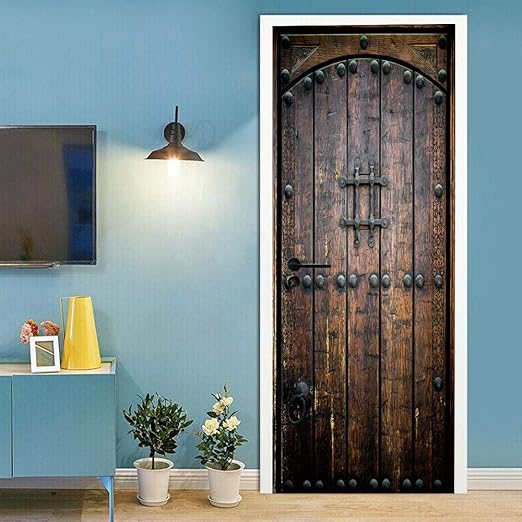 Amazon.com: 3D Door Stickers Murals Peel and Stick - Wooden Door ...
