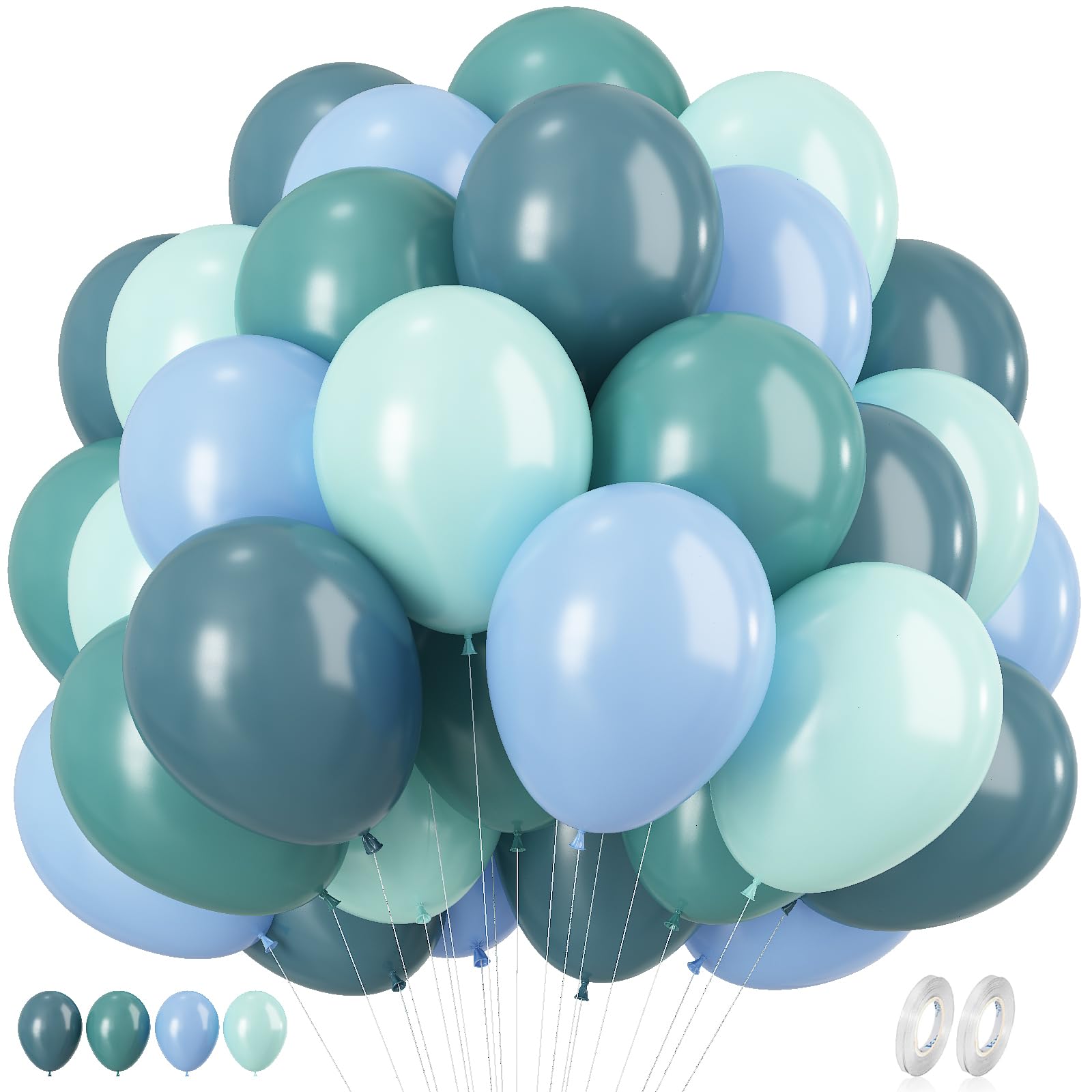 Amazon.com: Dusty Blue and Green Balloons, 60Pcs Aqua Blue Pastel Green ...